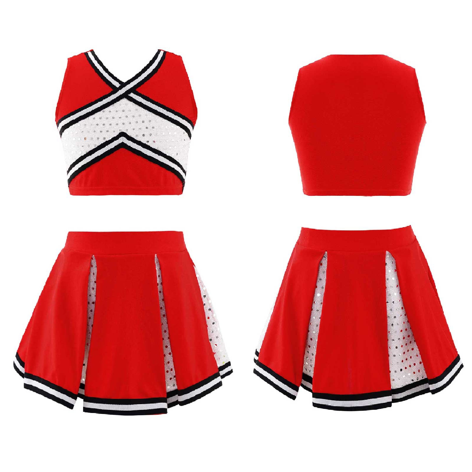 inhzoy Kids Girls Cheerleading Dance Uniform Sleeveless Crop Top with ...