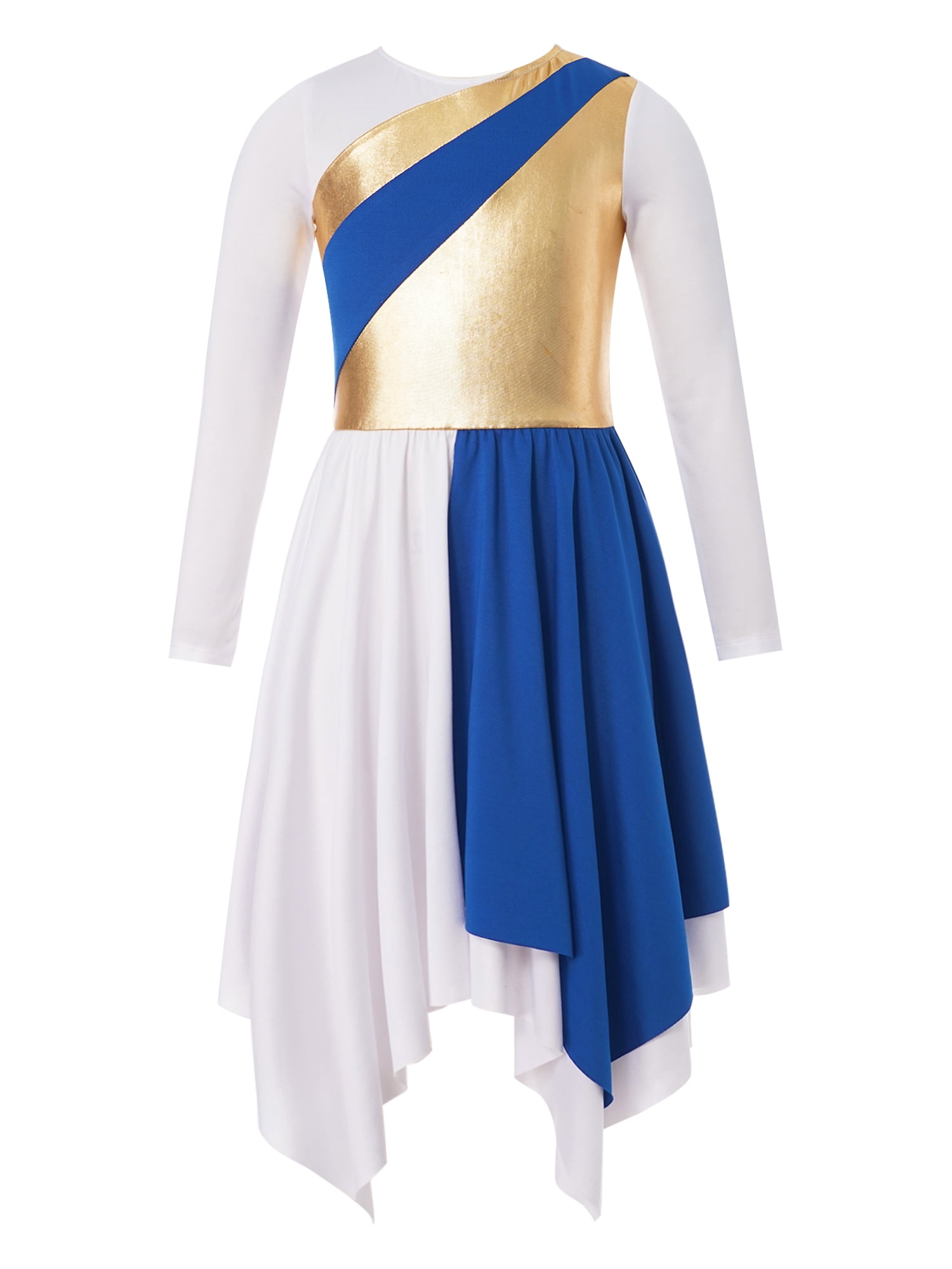 inhzoy Kids Girls Color Block Church Praise Dance Robe Long Sleeve ...