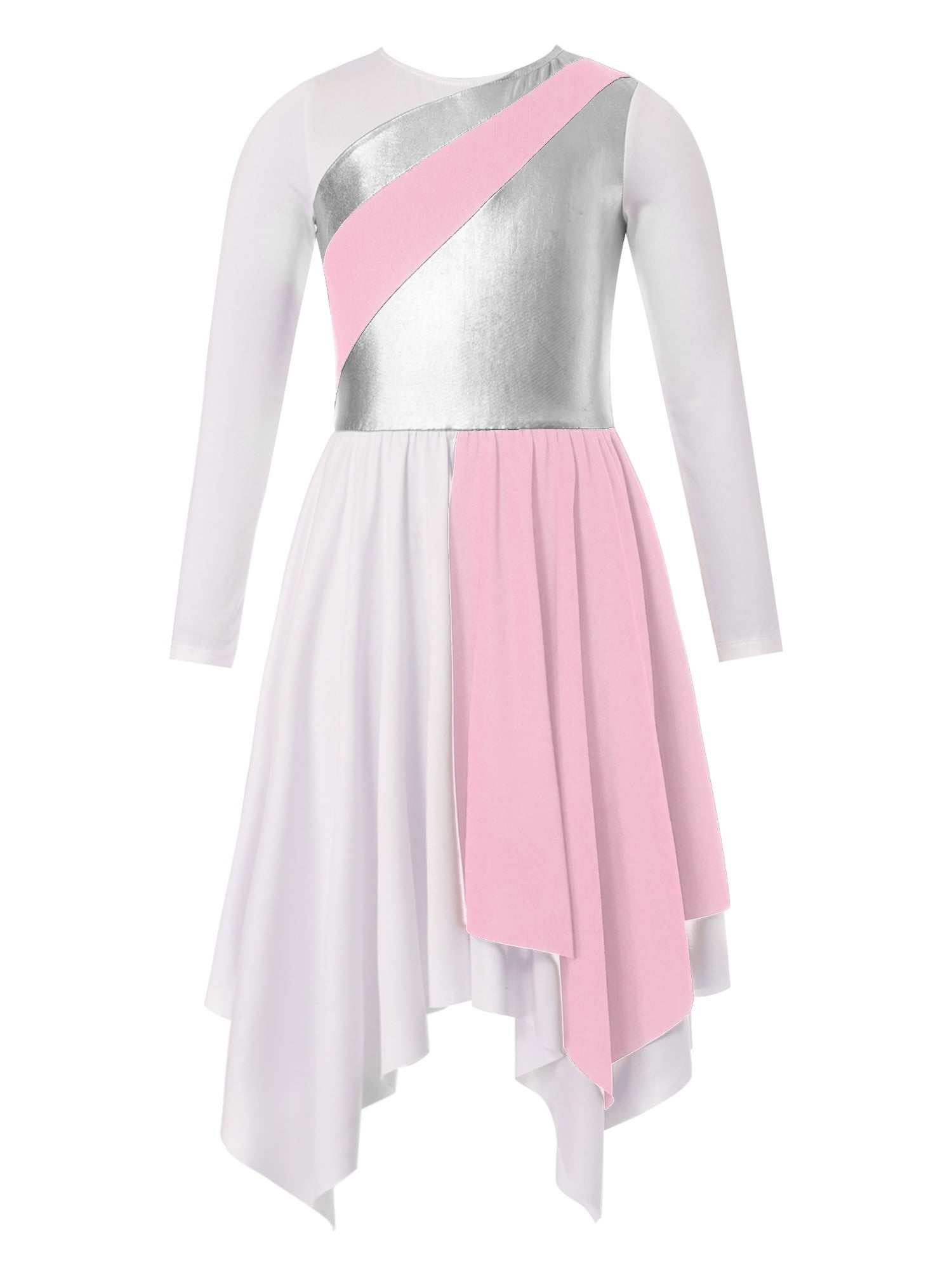 inhzoy Kids Girls Color Block Church Praise Dance Robe Long Sleeve ...