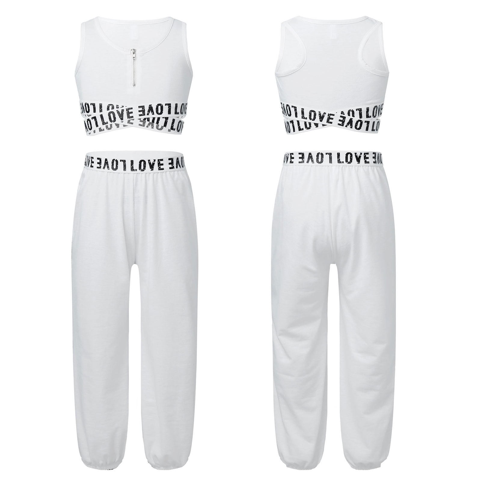 inhzoy Kids Girls Crop Tops with Athletic Sweatpants Tracksuit ...