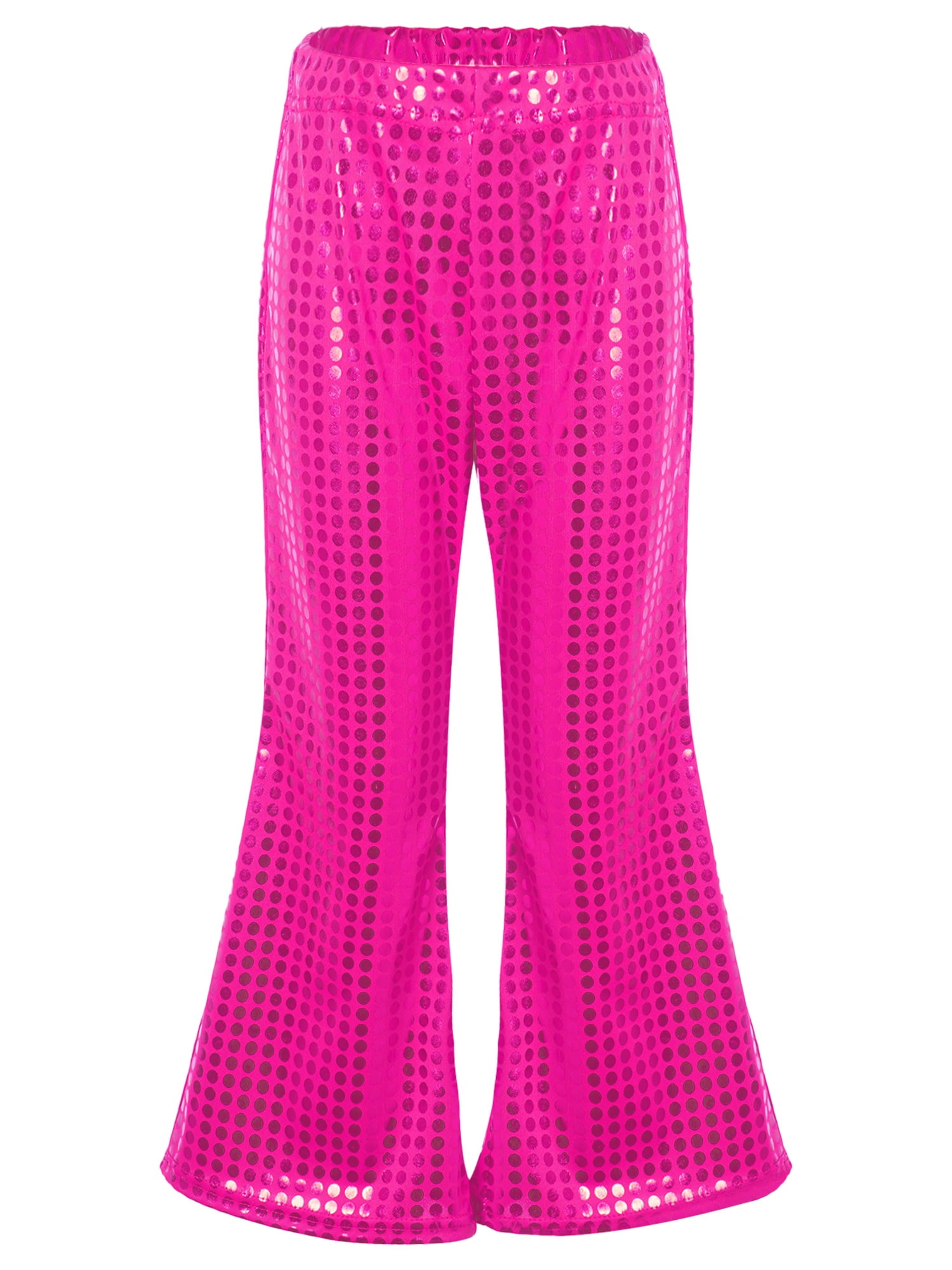 inhzoy Kids Girls Elastic Waist Sparkly Sequin Flared Pants Dance ...