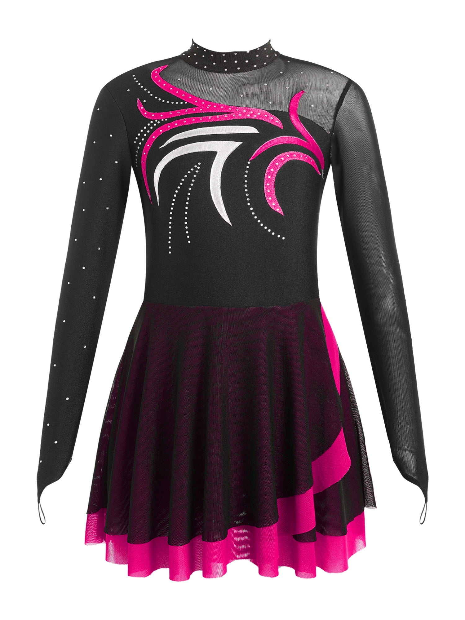 inhzoy Kids Girls Figure Skating Dress Shiny Rhinestones Ice Dance Competition Outfit,Sizes 6-16 ...