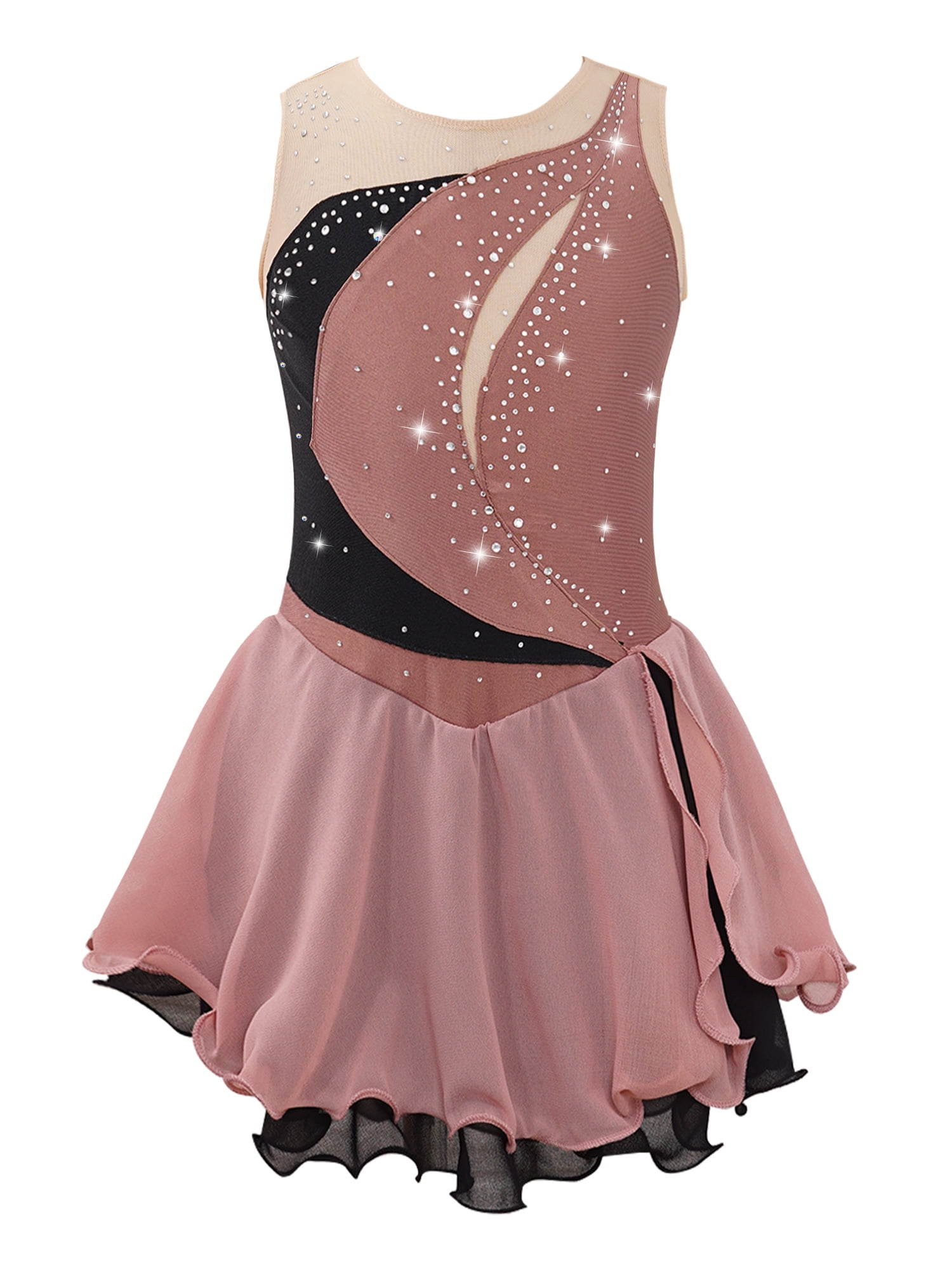 inhzoy Kids Girls Glittery Figure Ice Skating Dance Dress Sleeveless Ballet Dance Leotard Light ...