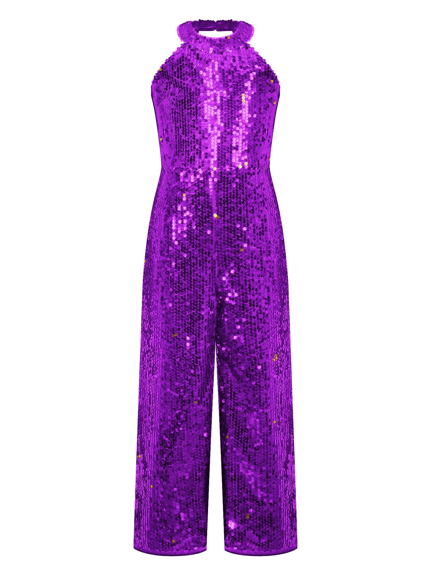 inhzoy Kids Girls Halter Neck Jumpsuit Full Sequin Prom Party Romper ...