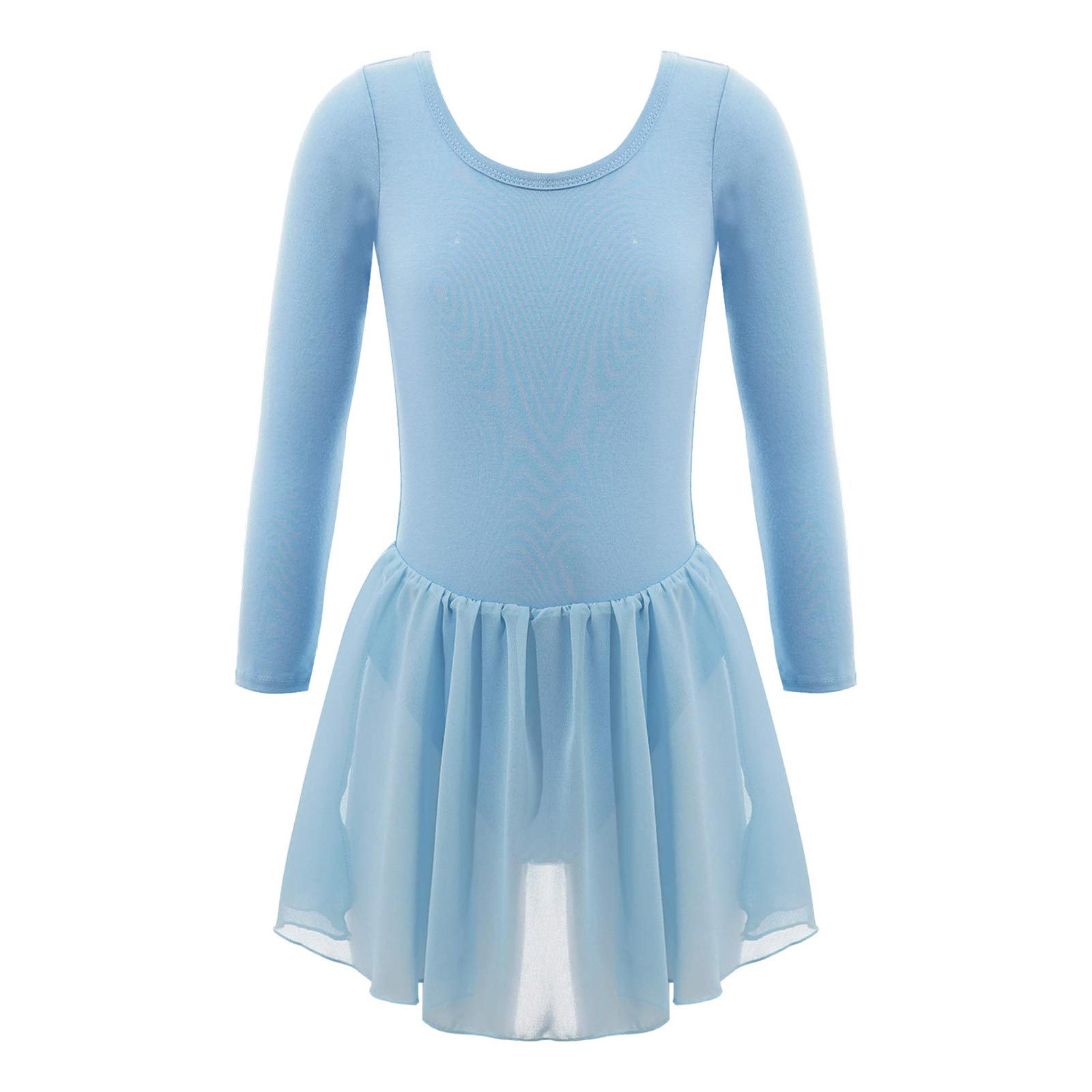 inhzoy Kids Girls Long Sleeve Solid Color Ballet Dancer Leotard Chiffon ...