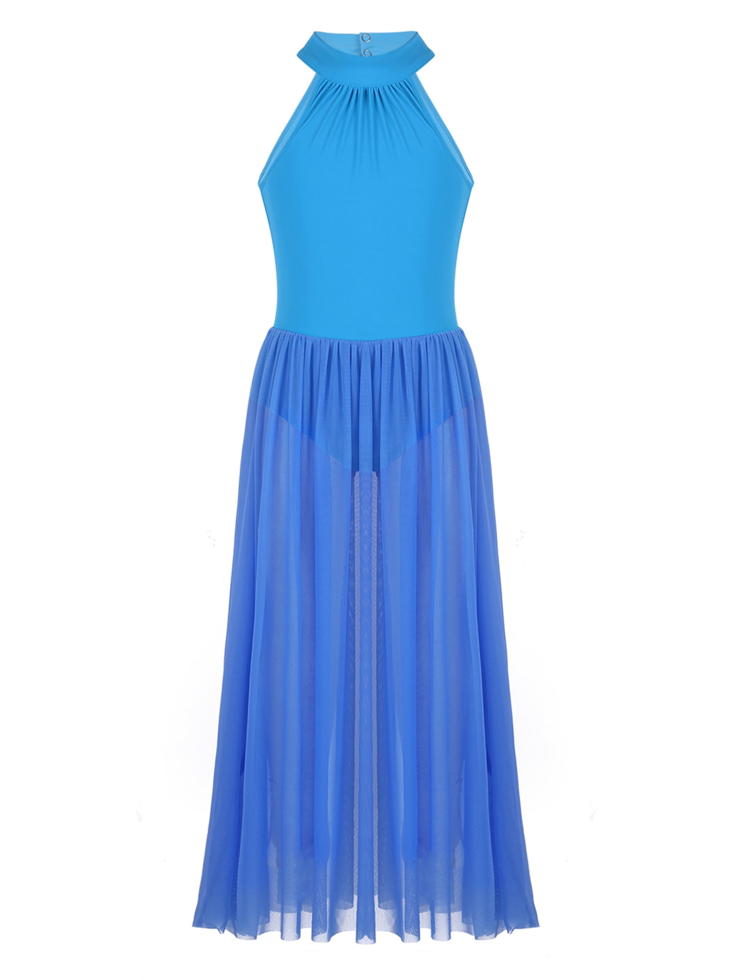 inhzoy Kids Girls Lyrical Dance Dress Halter Neck Tulle Leotard Dress ...