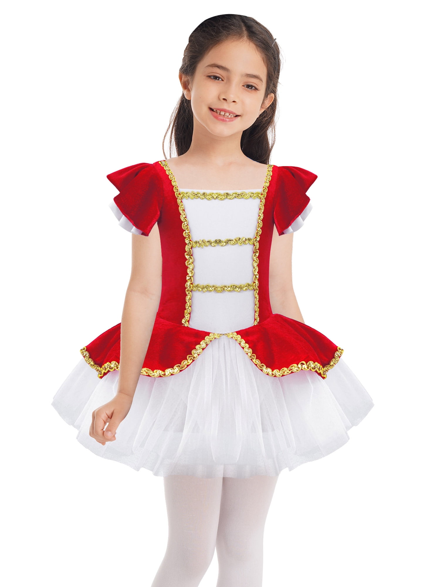 inhzoy Kids Girls Miss Santa Claus Tutu Dress Ballet Figure Skating ...