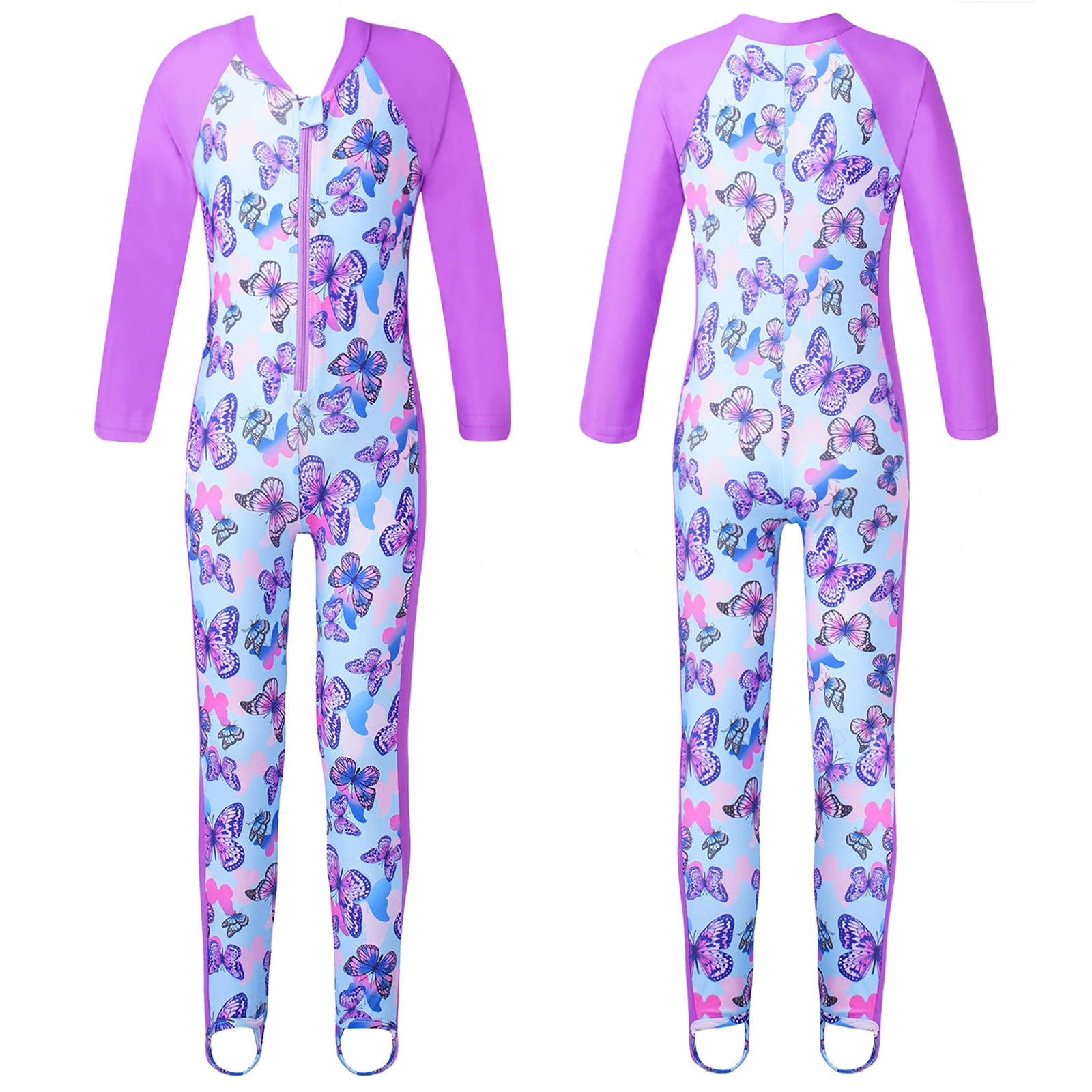 inhzoy Kids Girls One Piece Zip up Rash Guard Shirt Swimsuit - Walmart.com