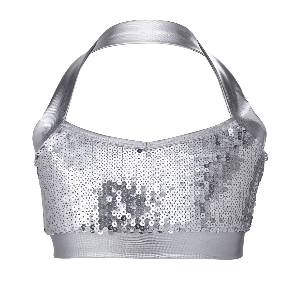 inhzoy Kids Girls Performance Ballet Belly Dance Bra Top Sequins Halter ...