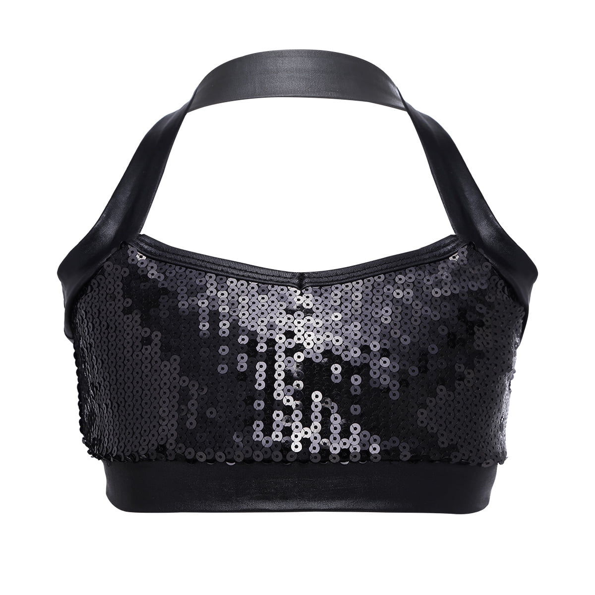 inhzoy Kids Girls Performance Ballet Belly Dance Bra Top Sequins Halter ...