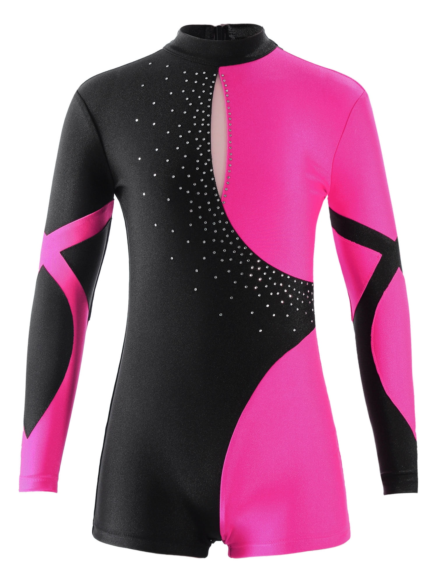 inhzoy Kids Girls Rhinestone Long Sleeve Gymnastics Leotard Ballet ...