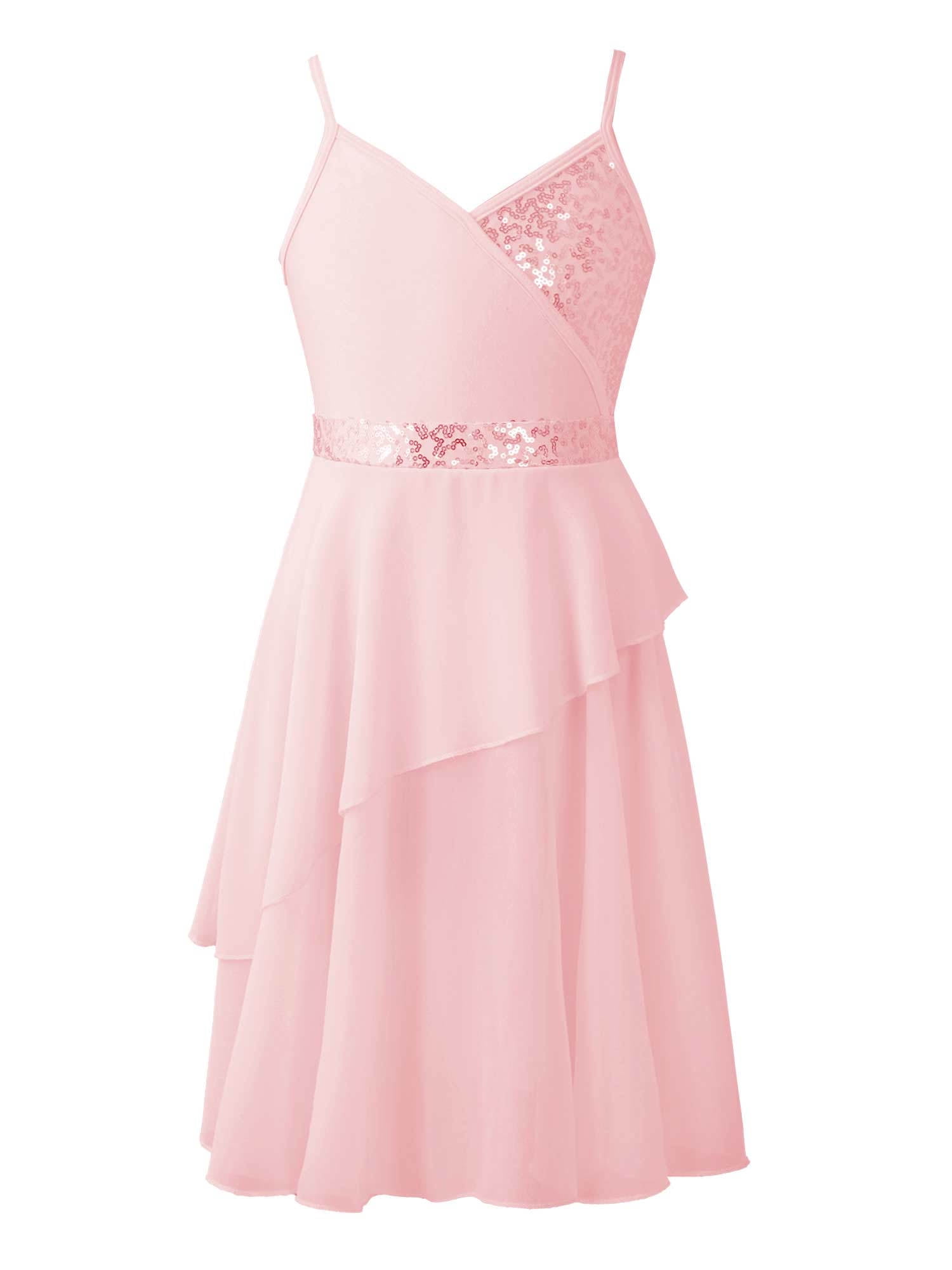 inhzoy Kids Girls Sequins Lyrcial Dance Dress Ballet Dance Leotard ...