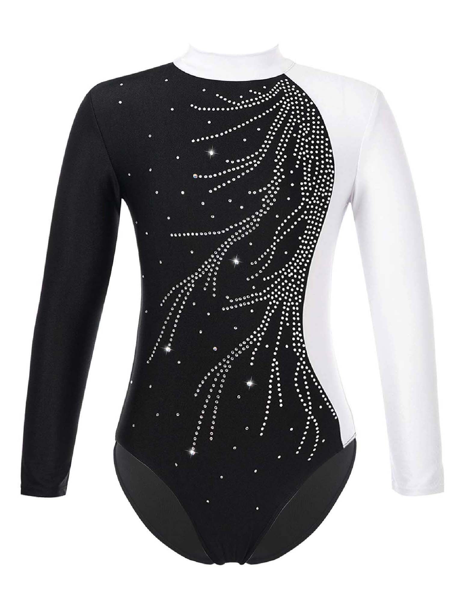inhzoy Kids Girls Shiny Ballet Gymnastic Dance Leotard Long Sleeve ...