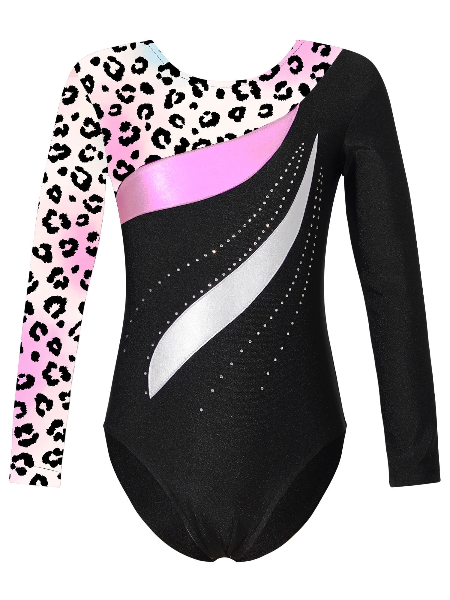 inhzoy Kids Girls Shiny Dance and Gymnastic Leotard Unitard Long Sleeve ...