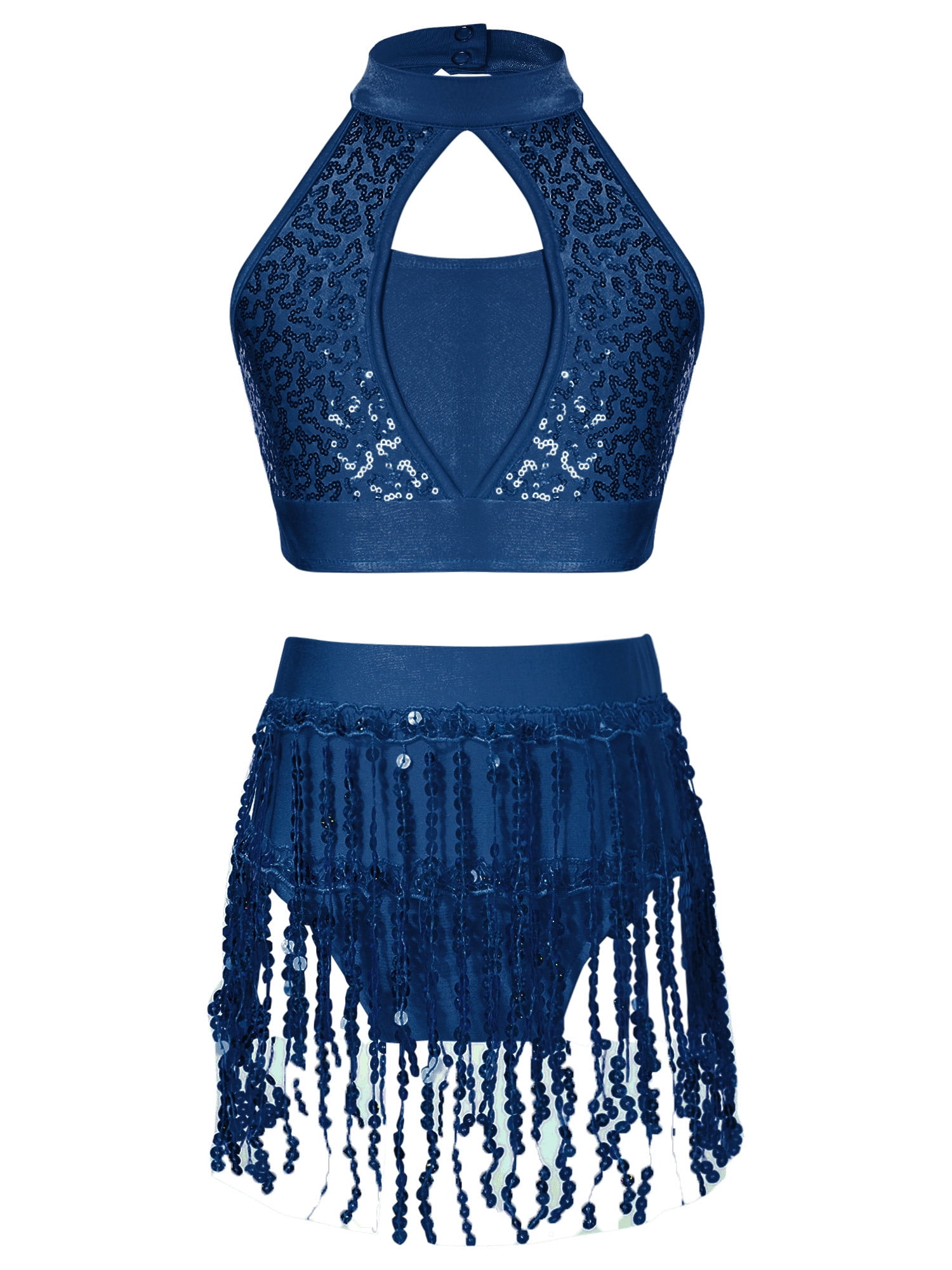 inhzoy Kids Girls Shiny Latin Jazz Ballet Dance Outfits Sleeveless ...