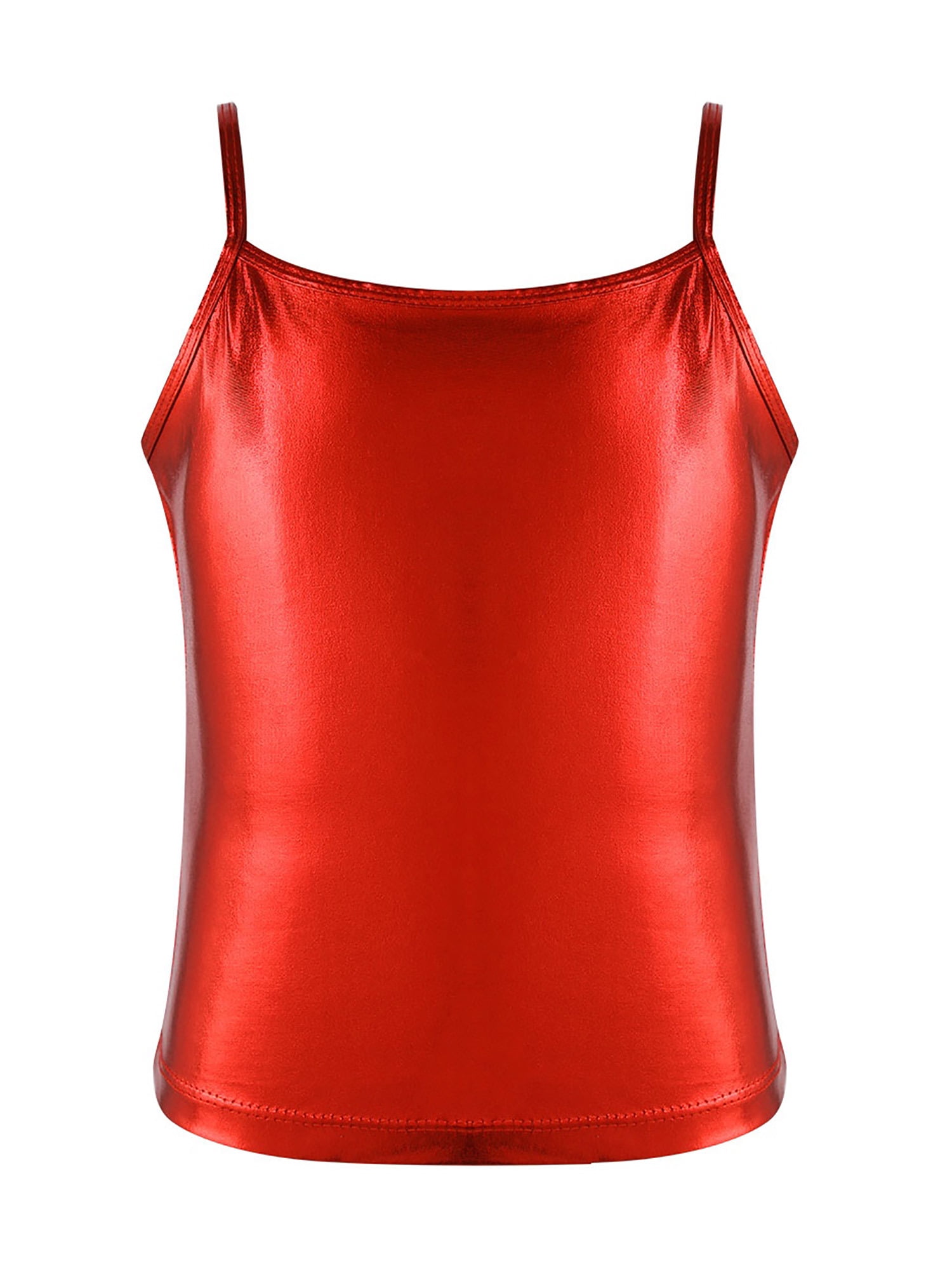 inhzoy Kids Girls Shiny Metallic Camisole Dance Vest Top Jazz Latin ...