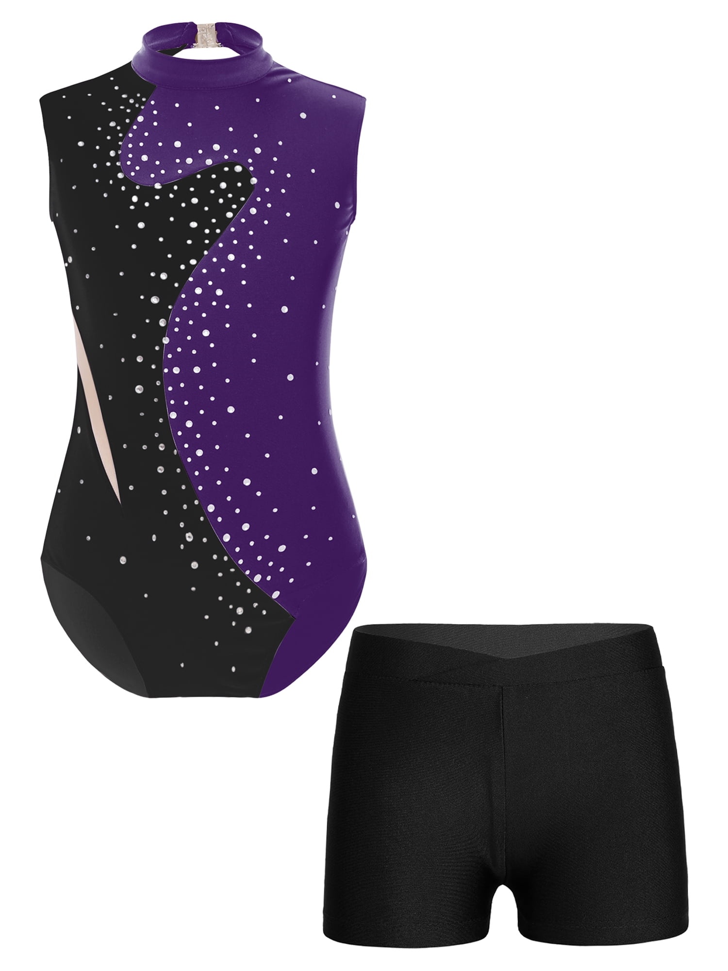inhzoy Kids Girls Shiny Mock Neck Leotards for Gymnastic Dance ...