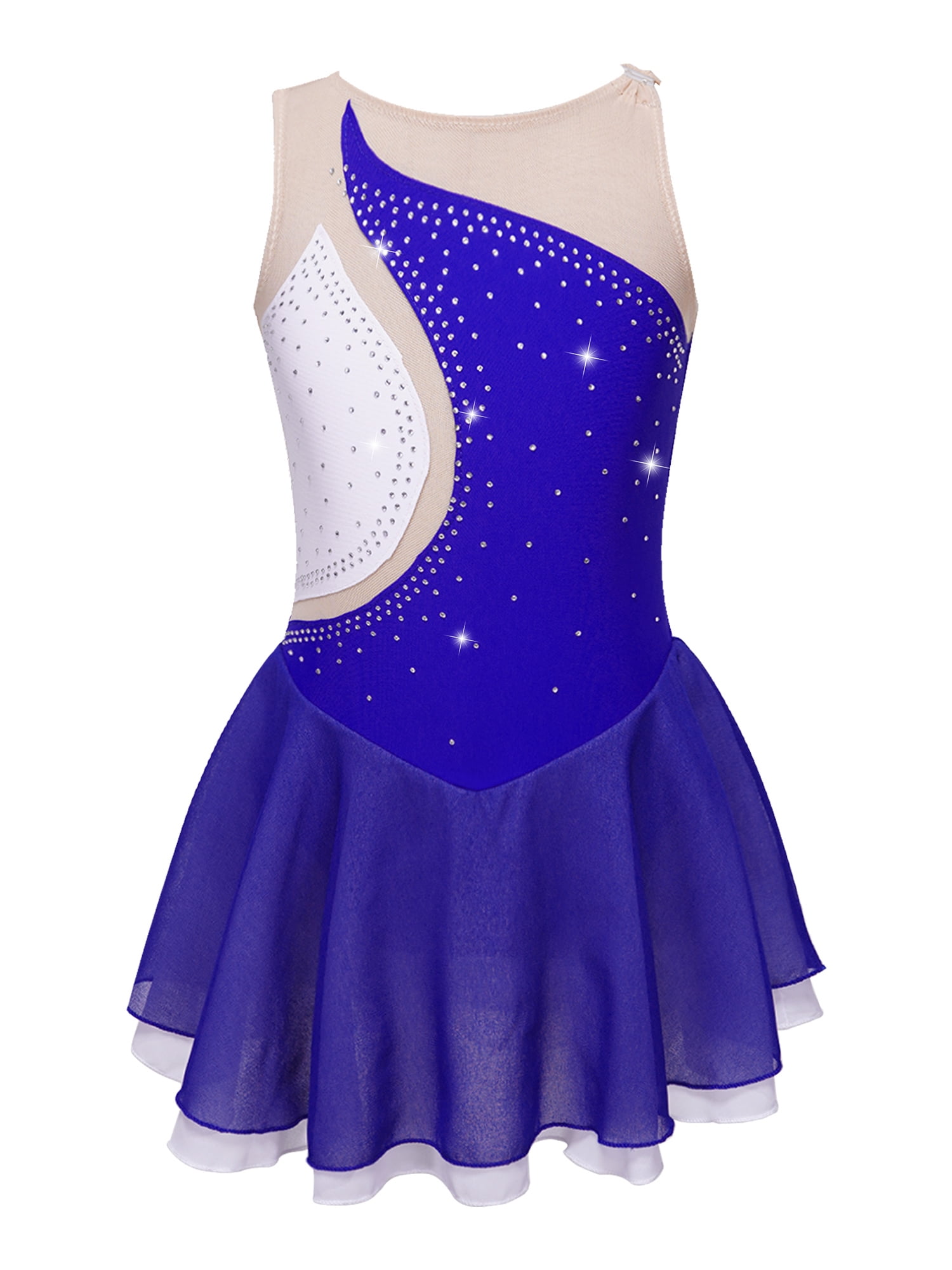 inhzoy Kids Girls Shiny Rhinestone Ballet Leotard Dress Ice Skating Dress Dancewear Royal Blue ...