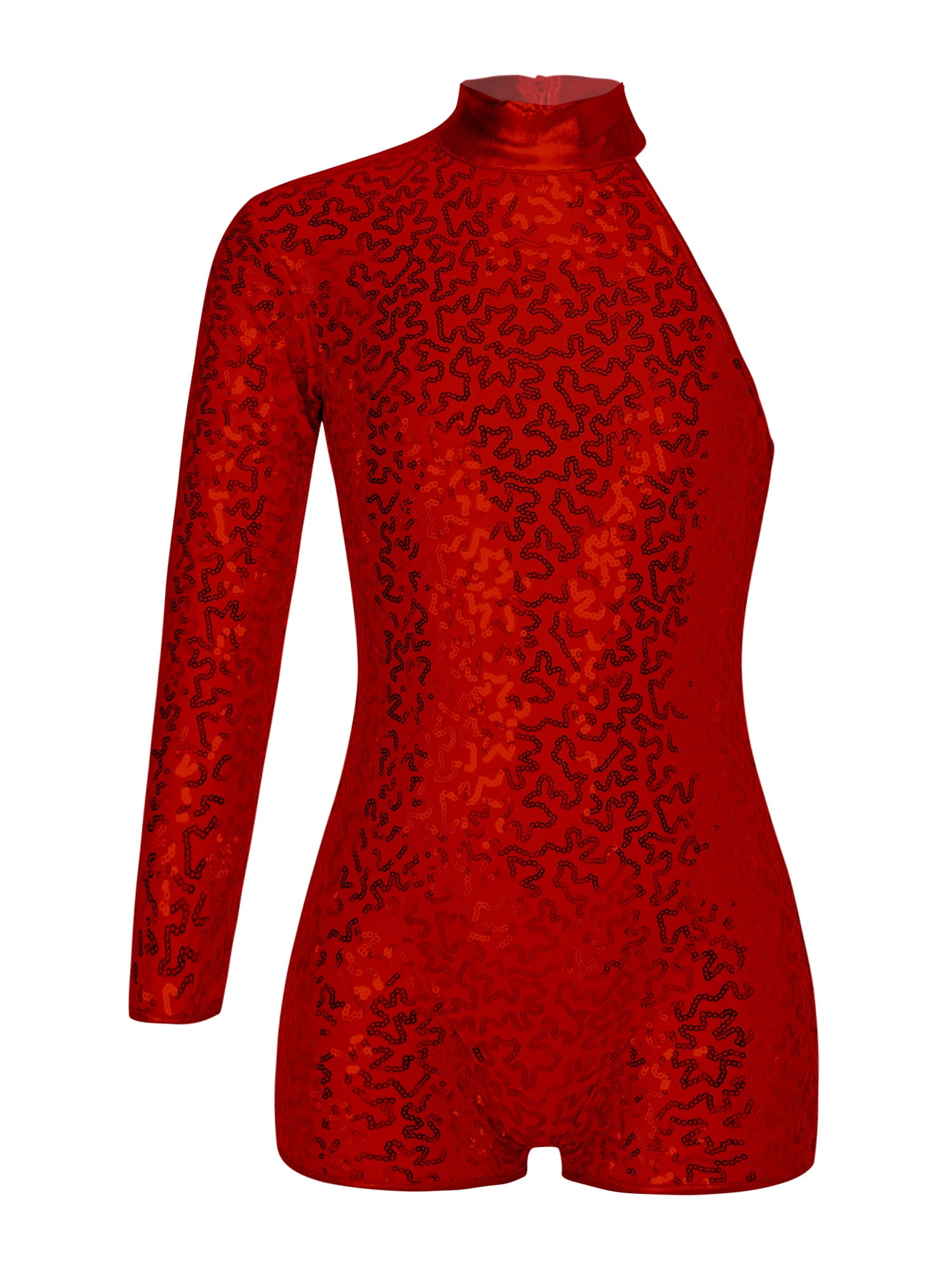 inhzoy Kids Girls Shiny Sequins Dance Leotard Single Long Sleeve ...