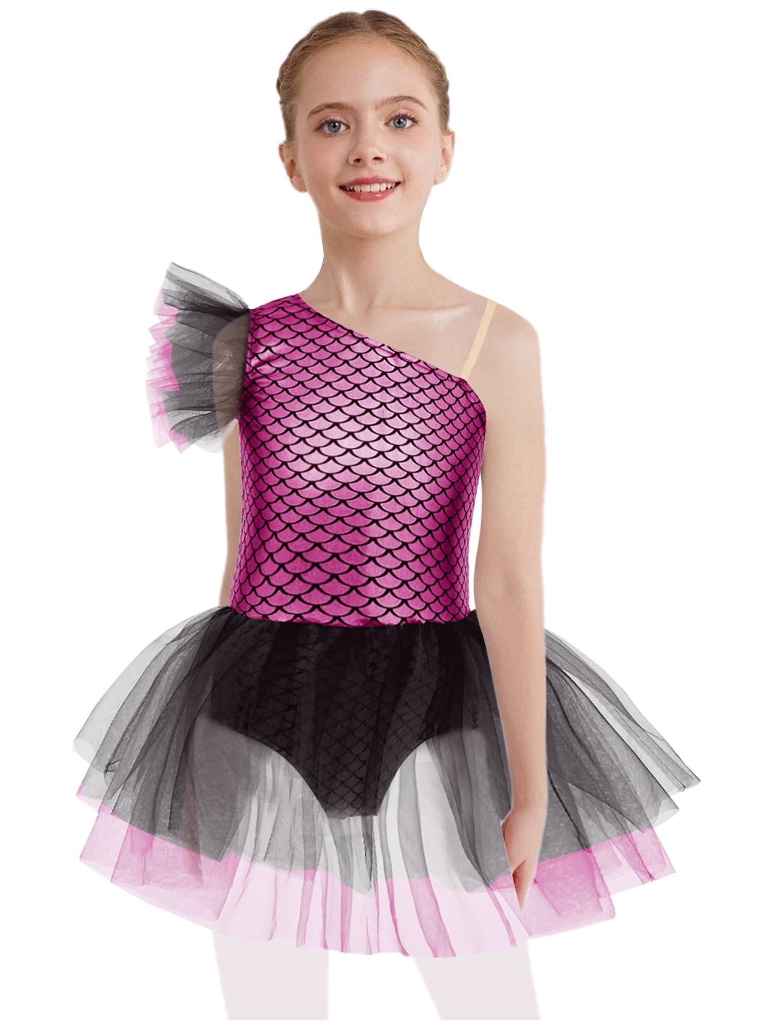 inhzoy Kids Girls Sleeveless Fish Scales Printed Gymnastic Tutu Dress ...