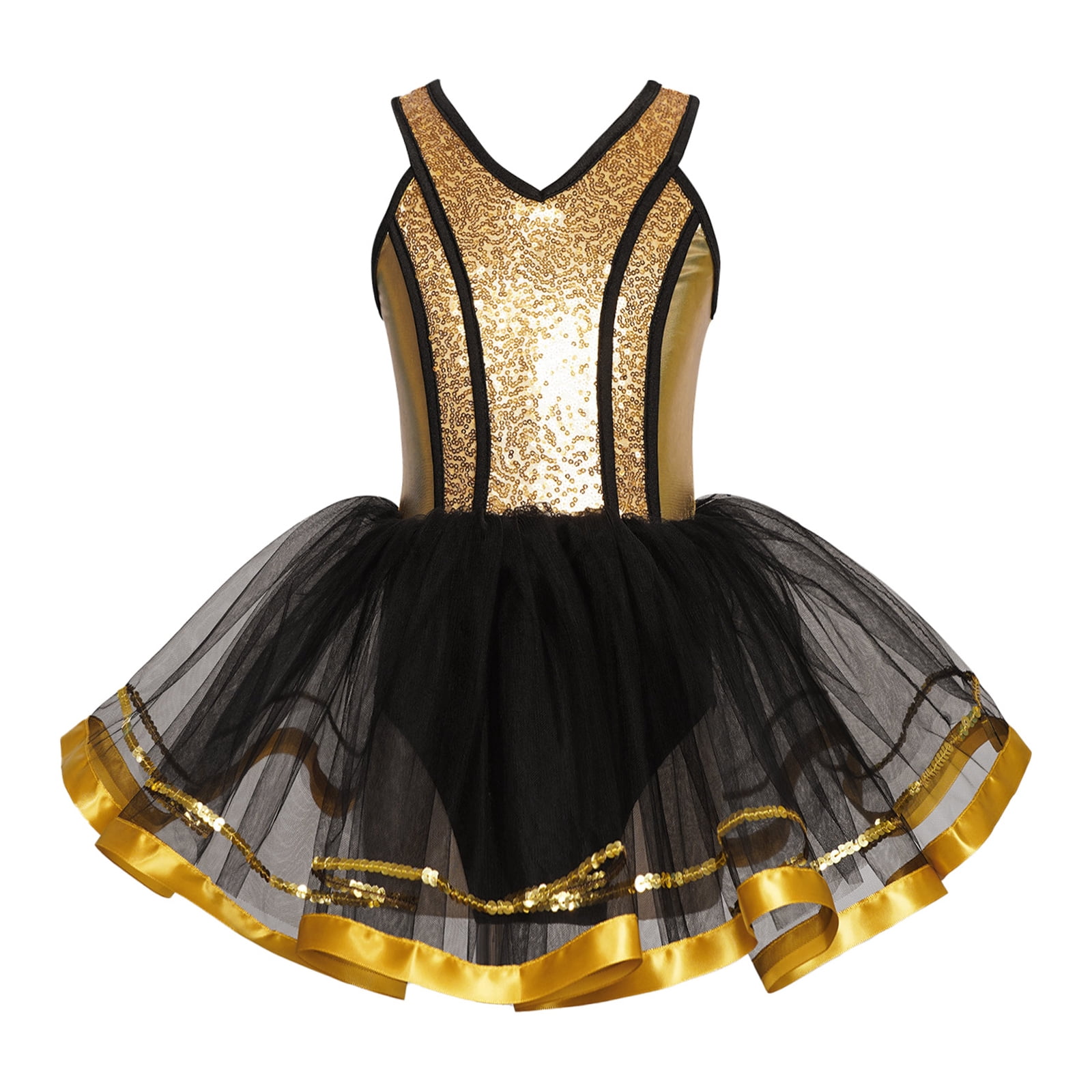 inhzoy Kids Girls Sleeveless Shiny Glitter Dance Costume Stage ...