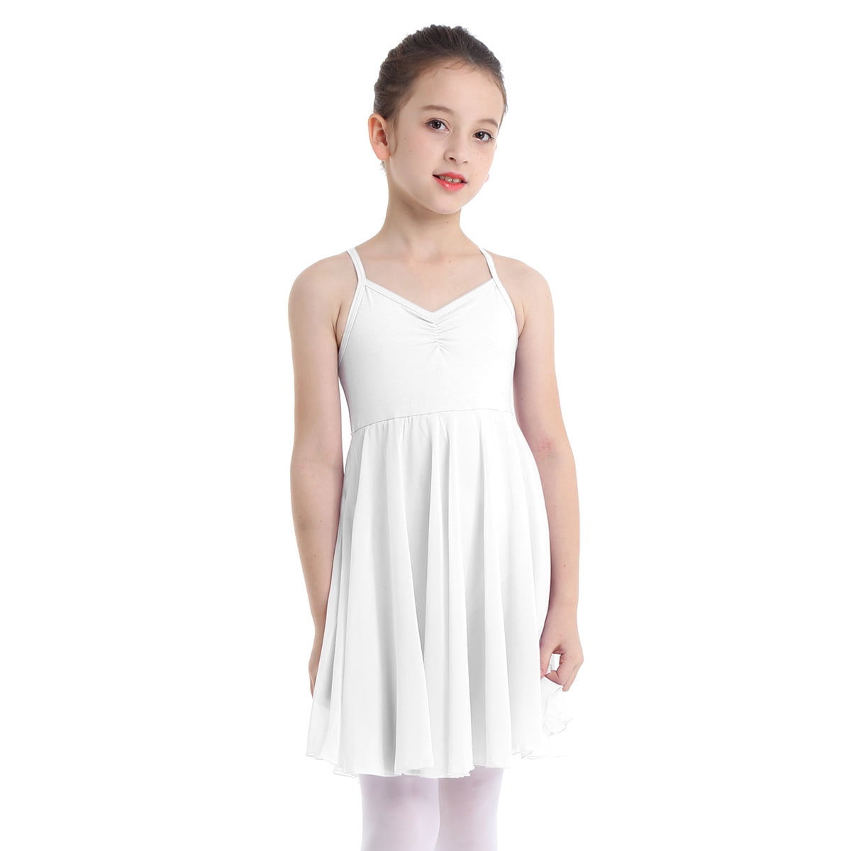 inhzoy Kids Girls Spaghetti Straps Criss Cross Back Chiffon Dance ...