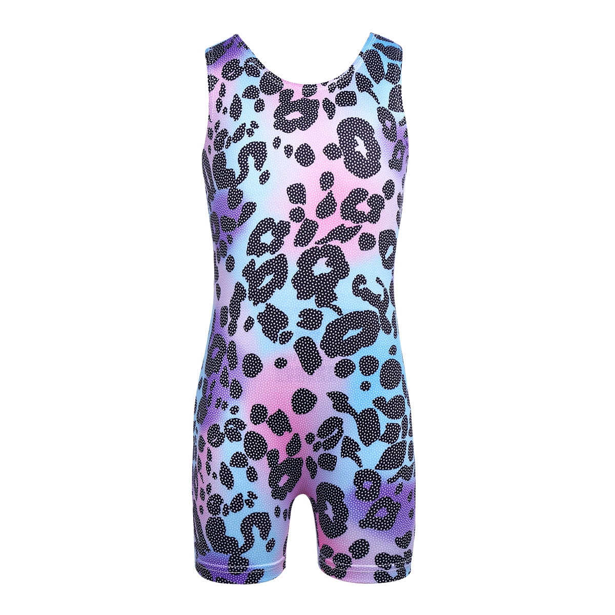inhzoy Kids Girls Sparkle Leopard Gymnastics Unitard Leotards Colorful ...