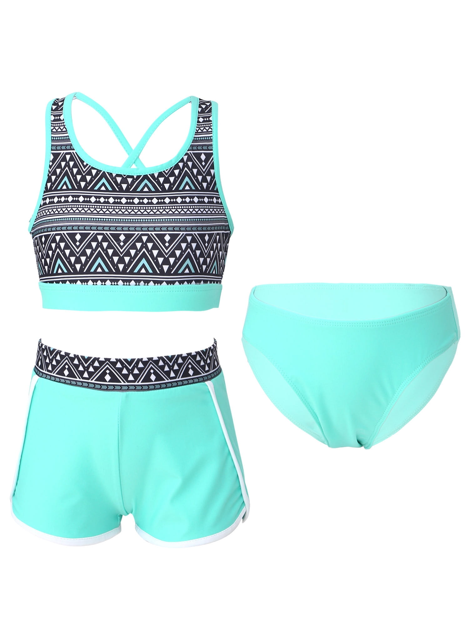 inhzoy Kids Girls Tankini Swimsuit Beach Sports Bikini 3 Pieces ...