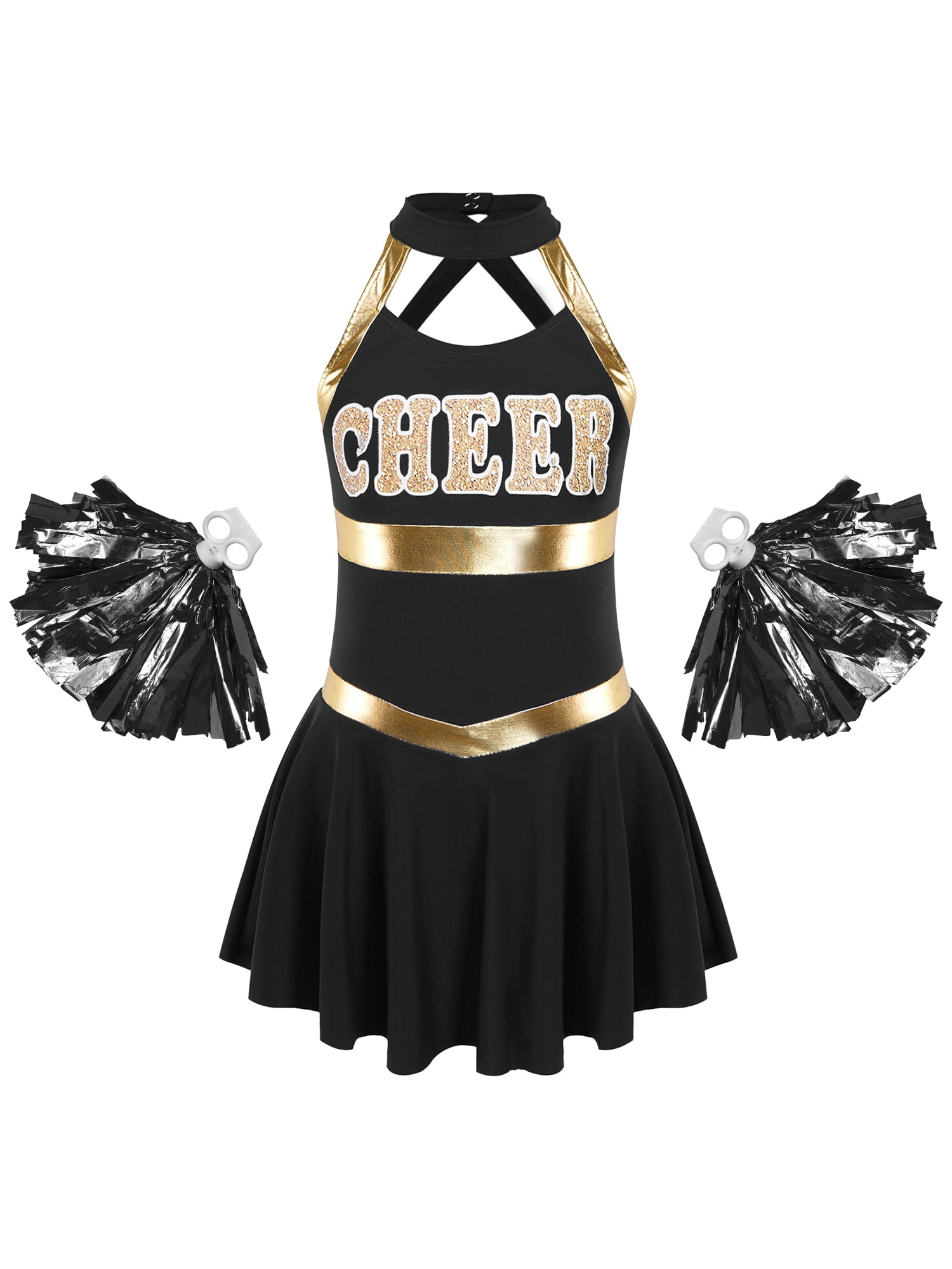 inhzoy Kids Girls Teens Cheerleading Uniforms Cheer Dance Dress with ...