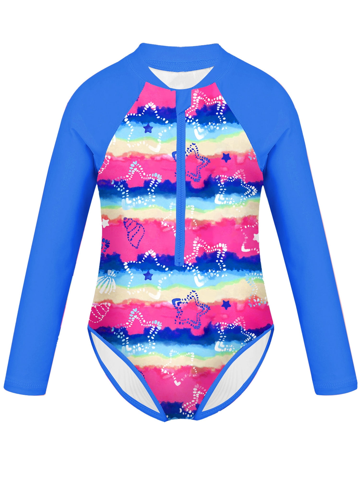 inhzoy Kids Girls Zipper Swimsuit UPF 50+ Rash Guard Swim Costume ...
