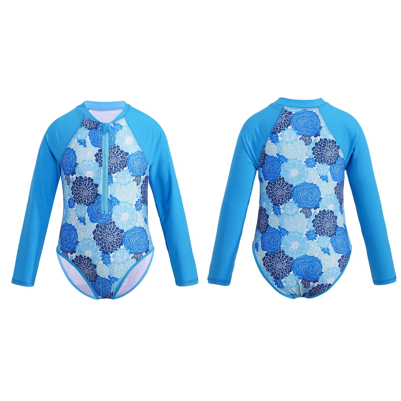 inhzoy Kids Girls Zipper Swimsuit UPF 50+ Rash Guard Swim Costume ...