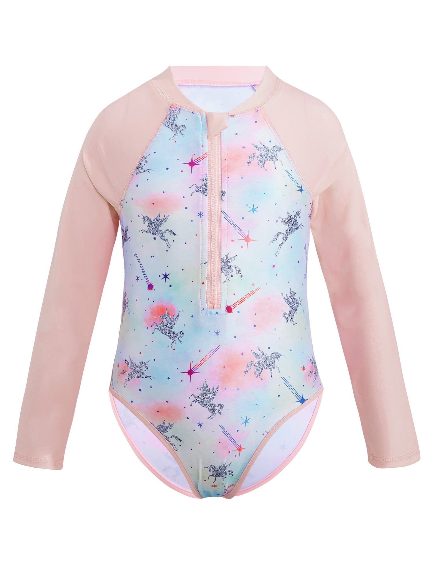 inhzoy Kids Girls Zipper Swimsuit UPF 50+ Rash Guard Swim Costume ...