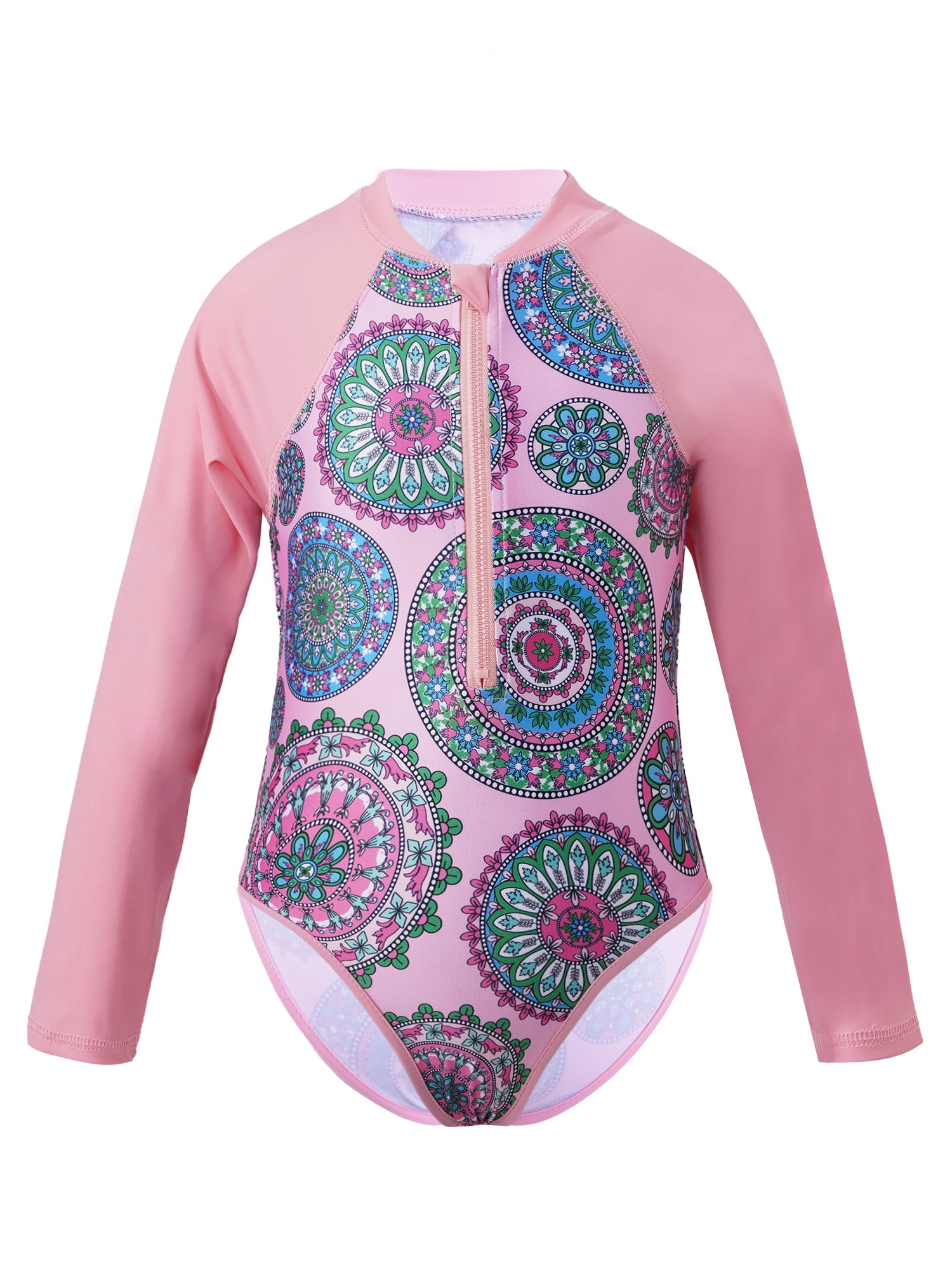 inhzoy Kids Girls Zipper Swimsuit UPF 50+ Rash Guard Swim Costume ...