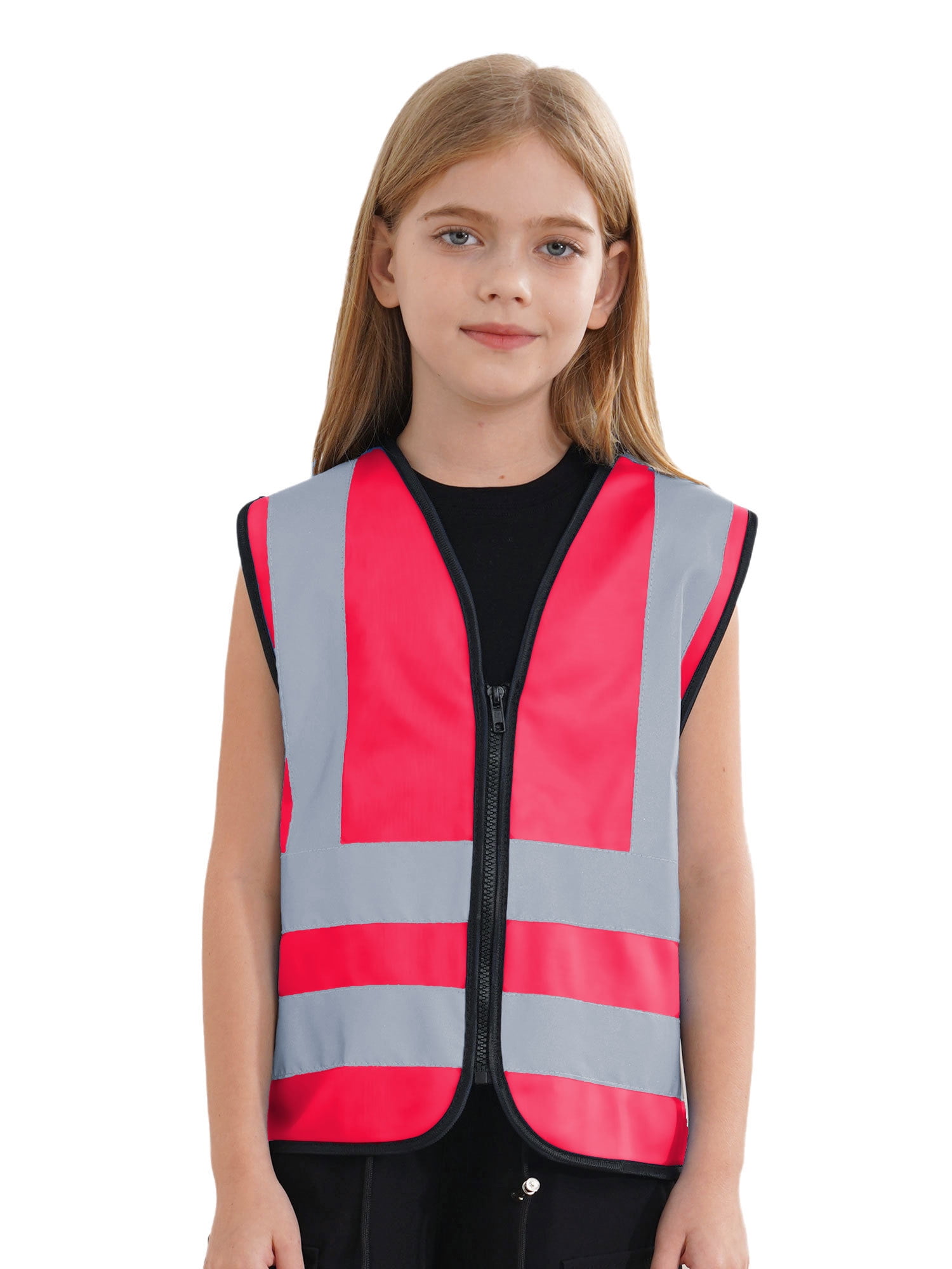 inhzoy Kids High Visibility Safety Vest Zipper Reflective Strips ...