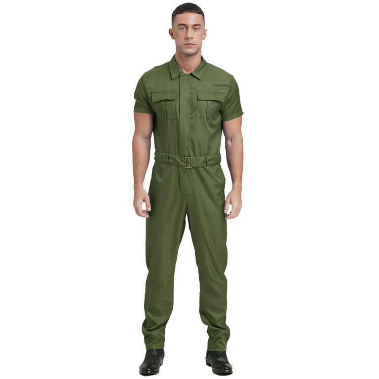 inhzoy Men's Short Sleeve Casual Coverall Mechanic Uniform inhzoy Men's Short Sleeve Casual Coverall Mechanic Uniform