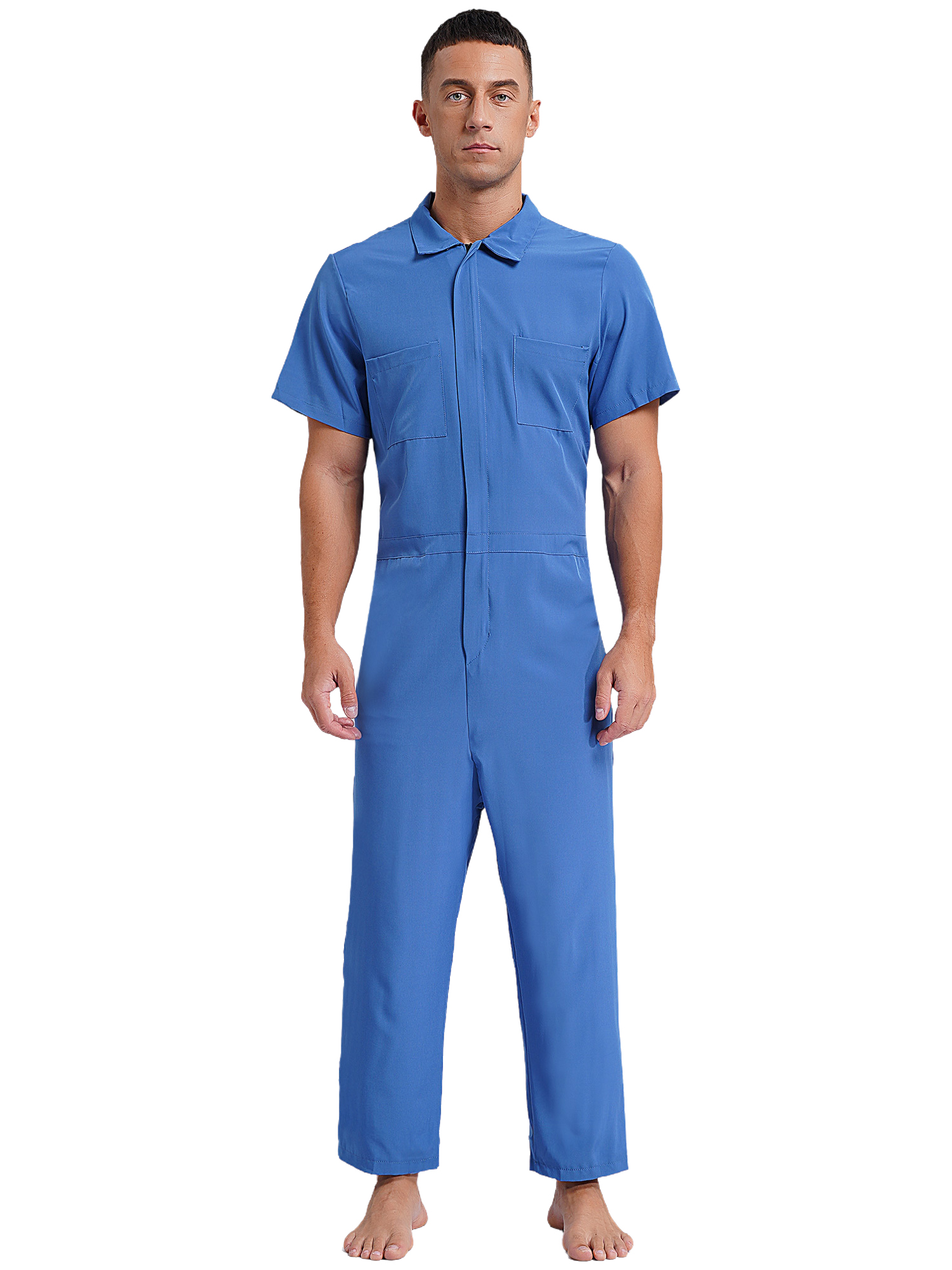 inhzoy Men's Zip Up Resistant Work Coverall Short Sleeve Multiple ...