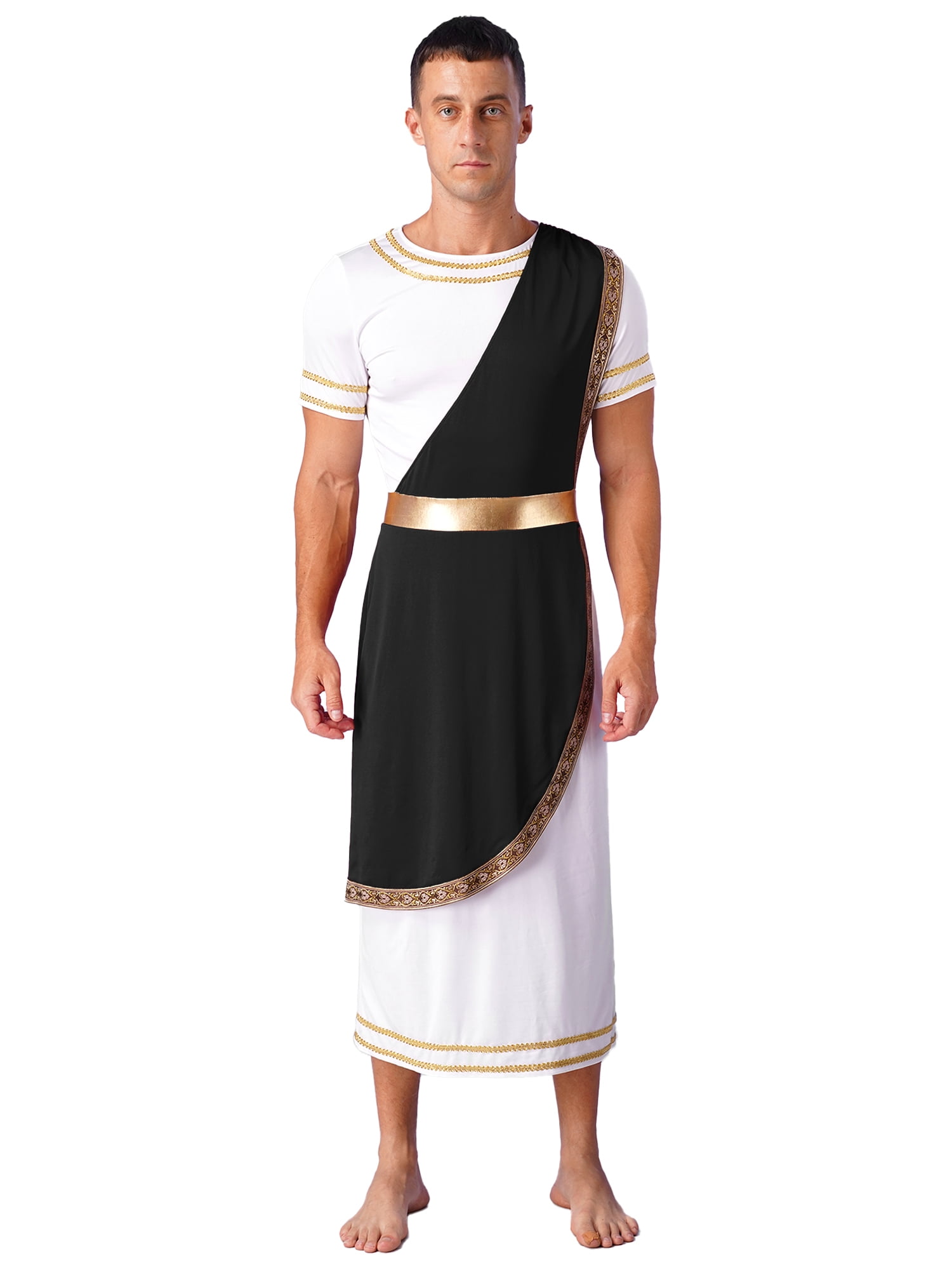 inhzoy Mens Ancient Greek Roman Caesar Toga Robe Dress-Up Black S ...