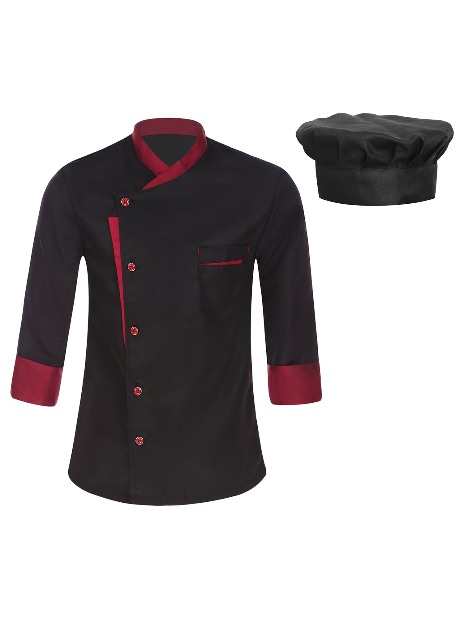 inhzoy Mens Unisex Chef Coat Jacket Restaurant Kitchen Work Shirt ...