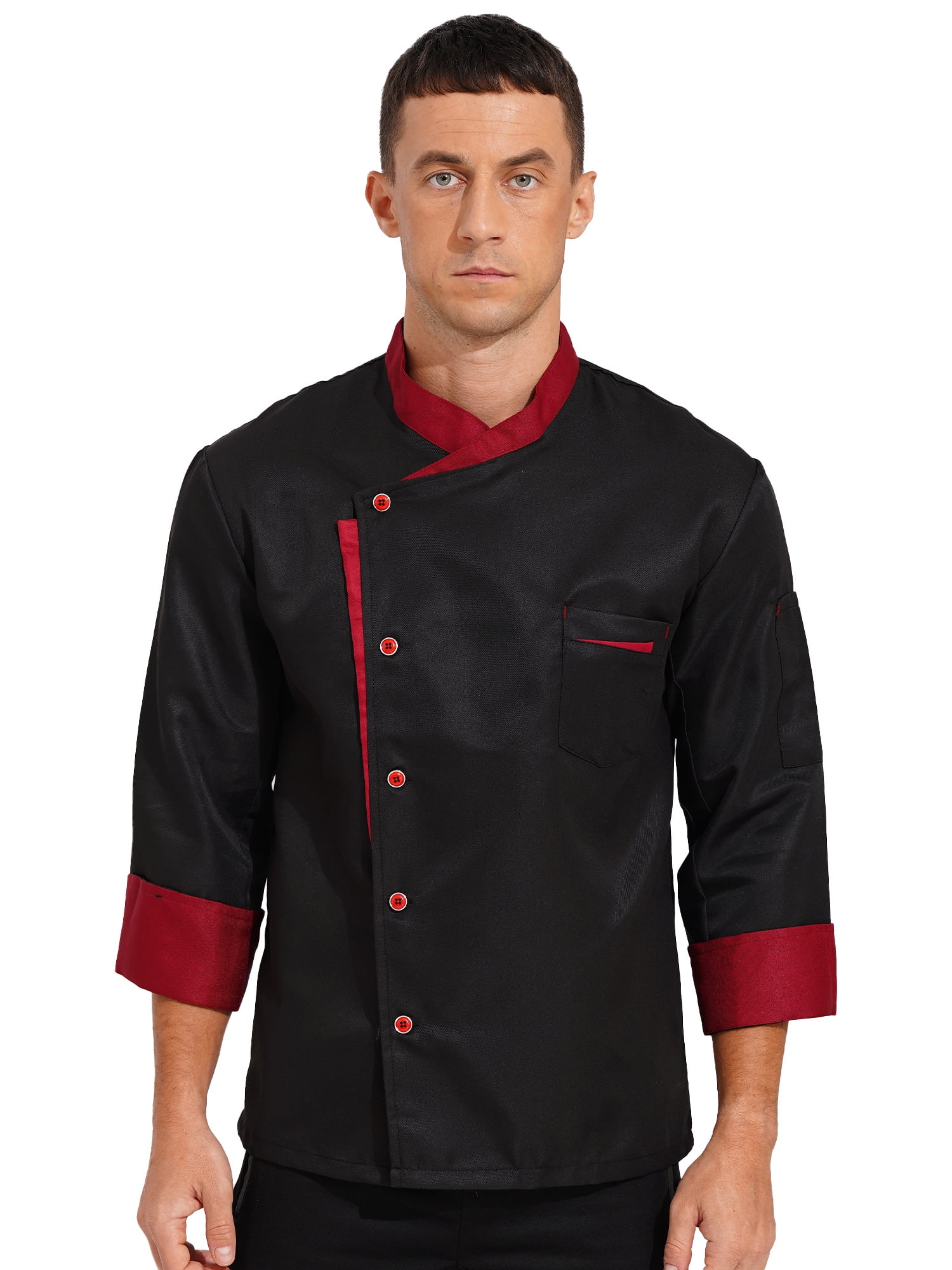 inhzoy Mens Unisex Chef Coat Jacket Restaurant Kitchen Work Shirt ...