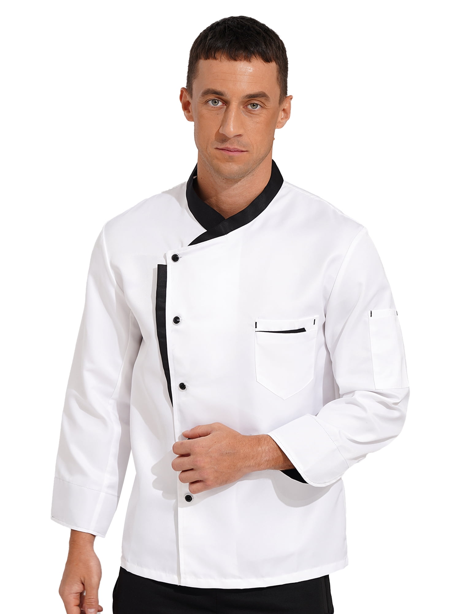 inhzoy Mens Unisex Chef Coat Jacket Restaurant Kitchen Work Shirt ...