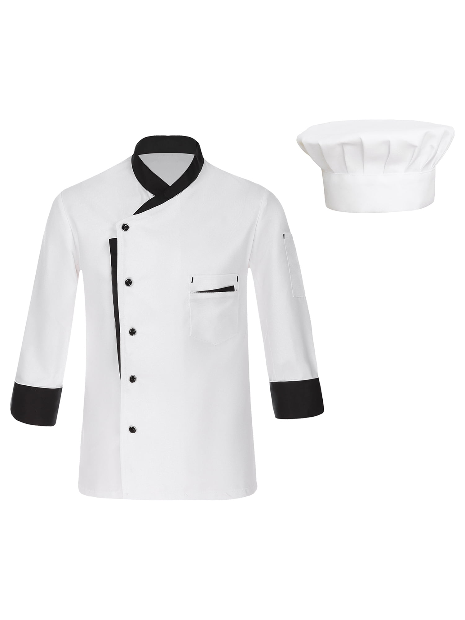 inhzoy Mens Unisex Chef Coat Jacket Restaurant Kitchen Work Shirt ...