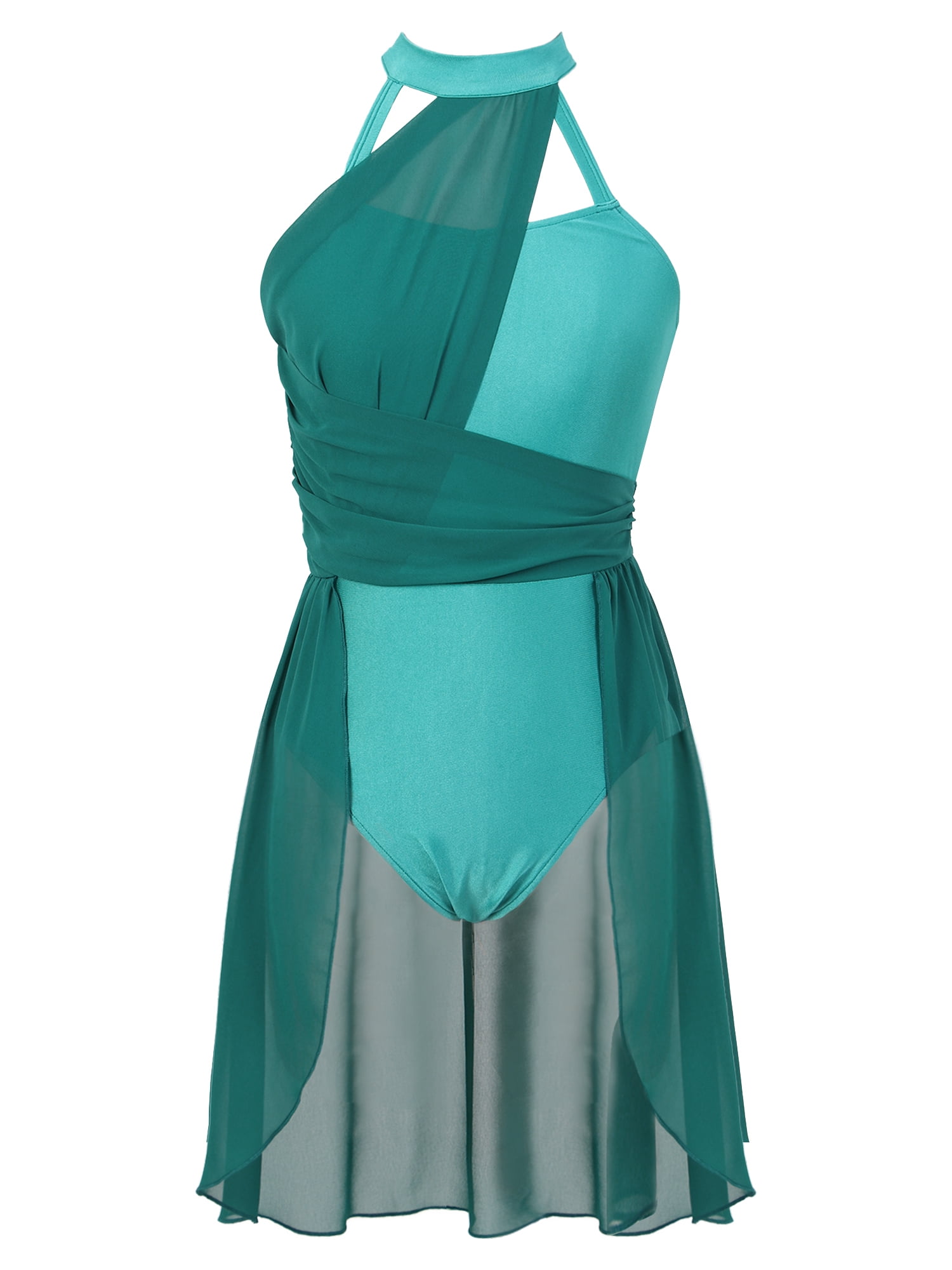 inhzoy Women Lyrical Dance Dress Modern Ballet Costume Halter Neck ...