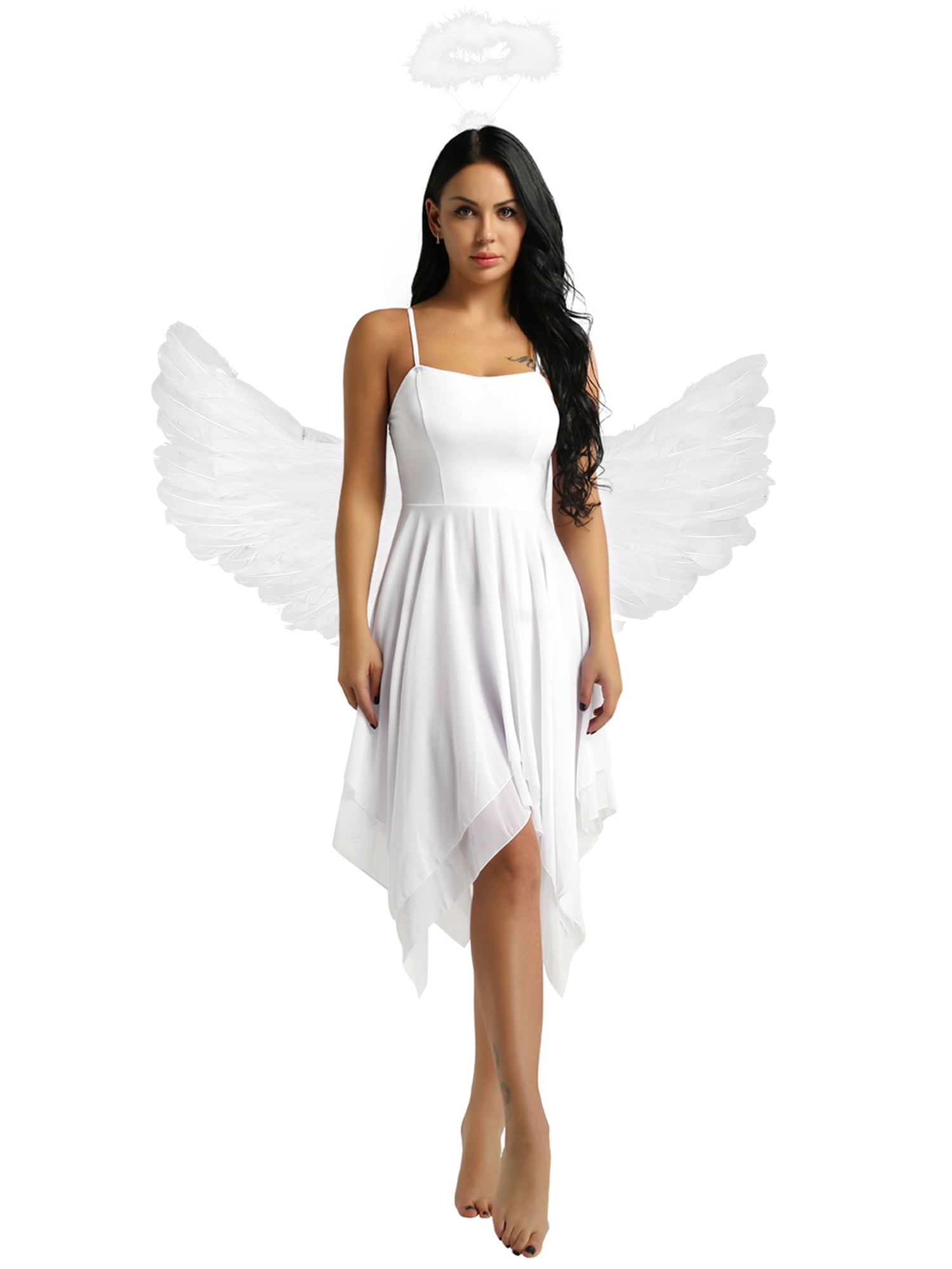 inhzoy Women's Angle Dress Guardian Angel Outfit Sets White B S ...