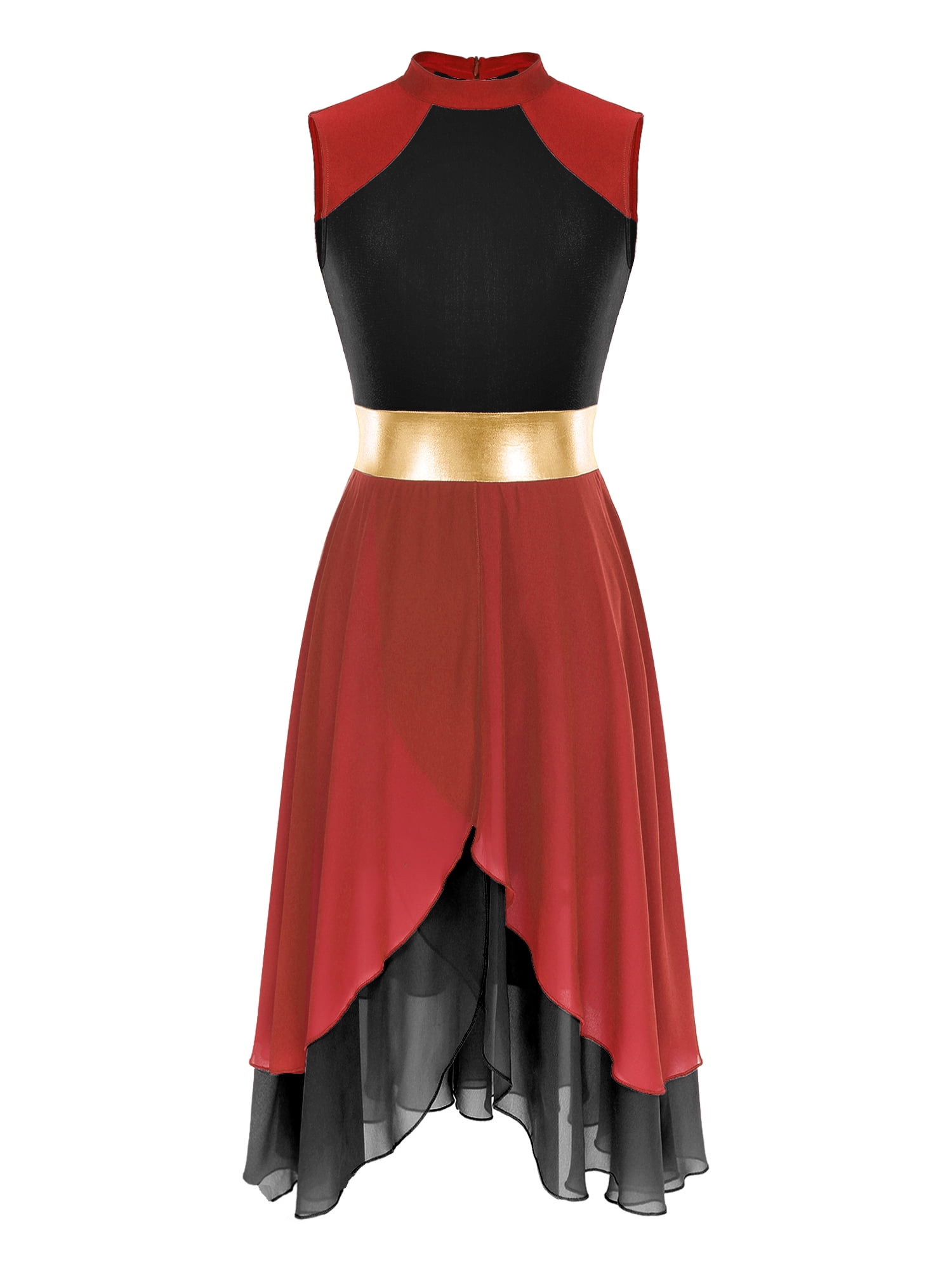 inhzoy Women's Lyrical Dance Dress Sleeveless Color Block Praise ...