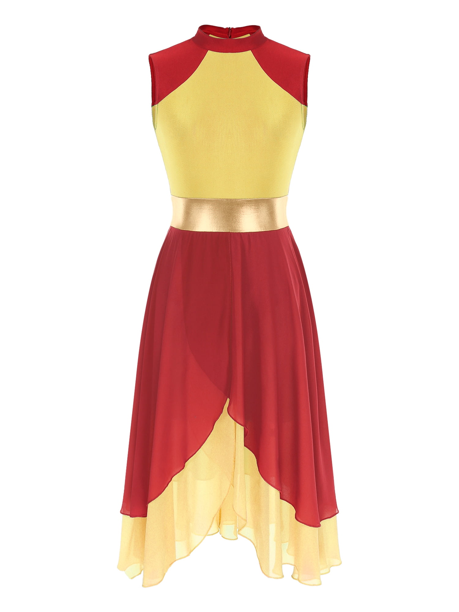 inhzoy Women's Lyrical Dance Dress Sleeveless Color Block Praise ...