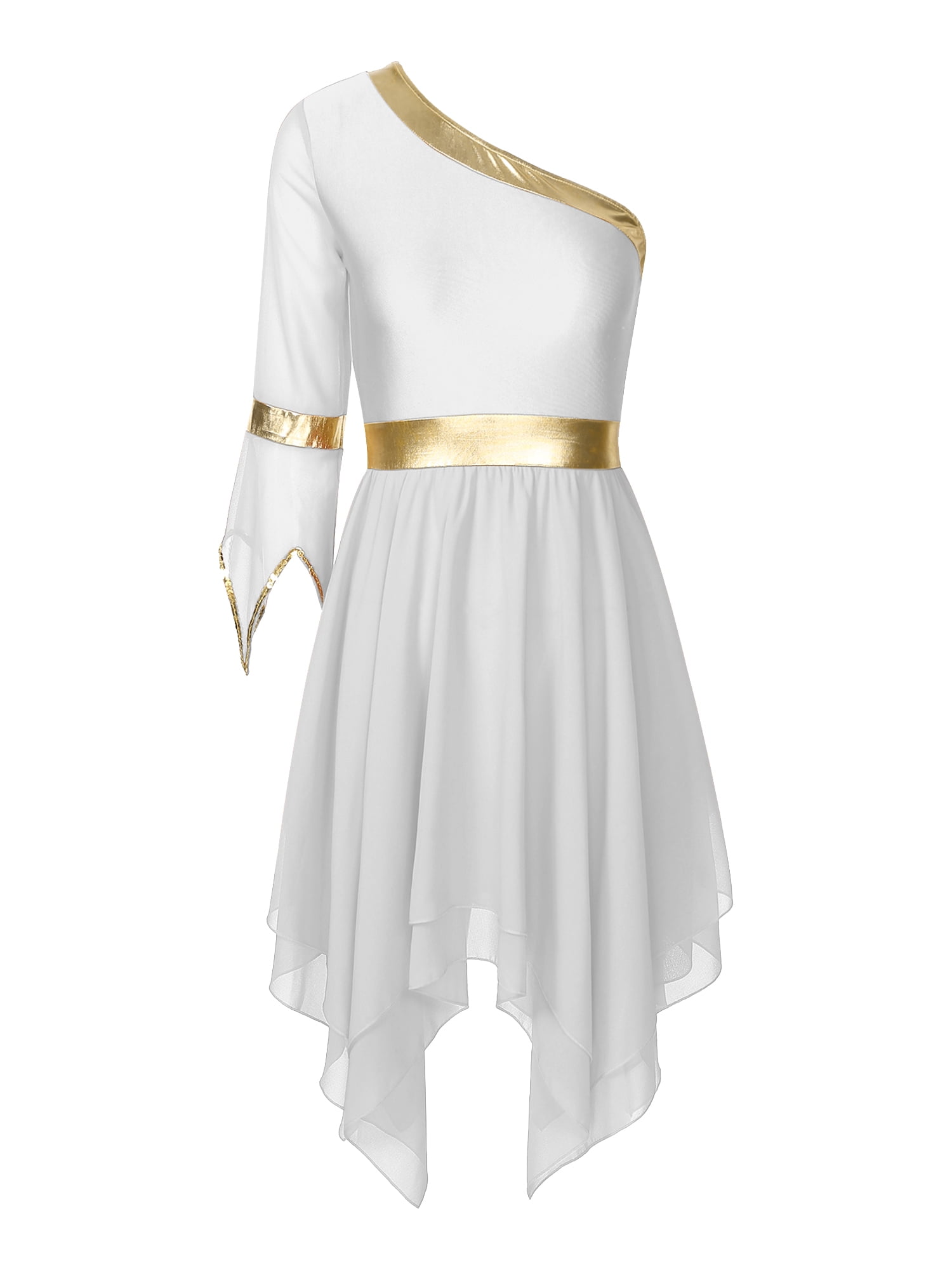 inhzoy Women's Praise Lyrical Dance Dress One Shoulder Worship ...