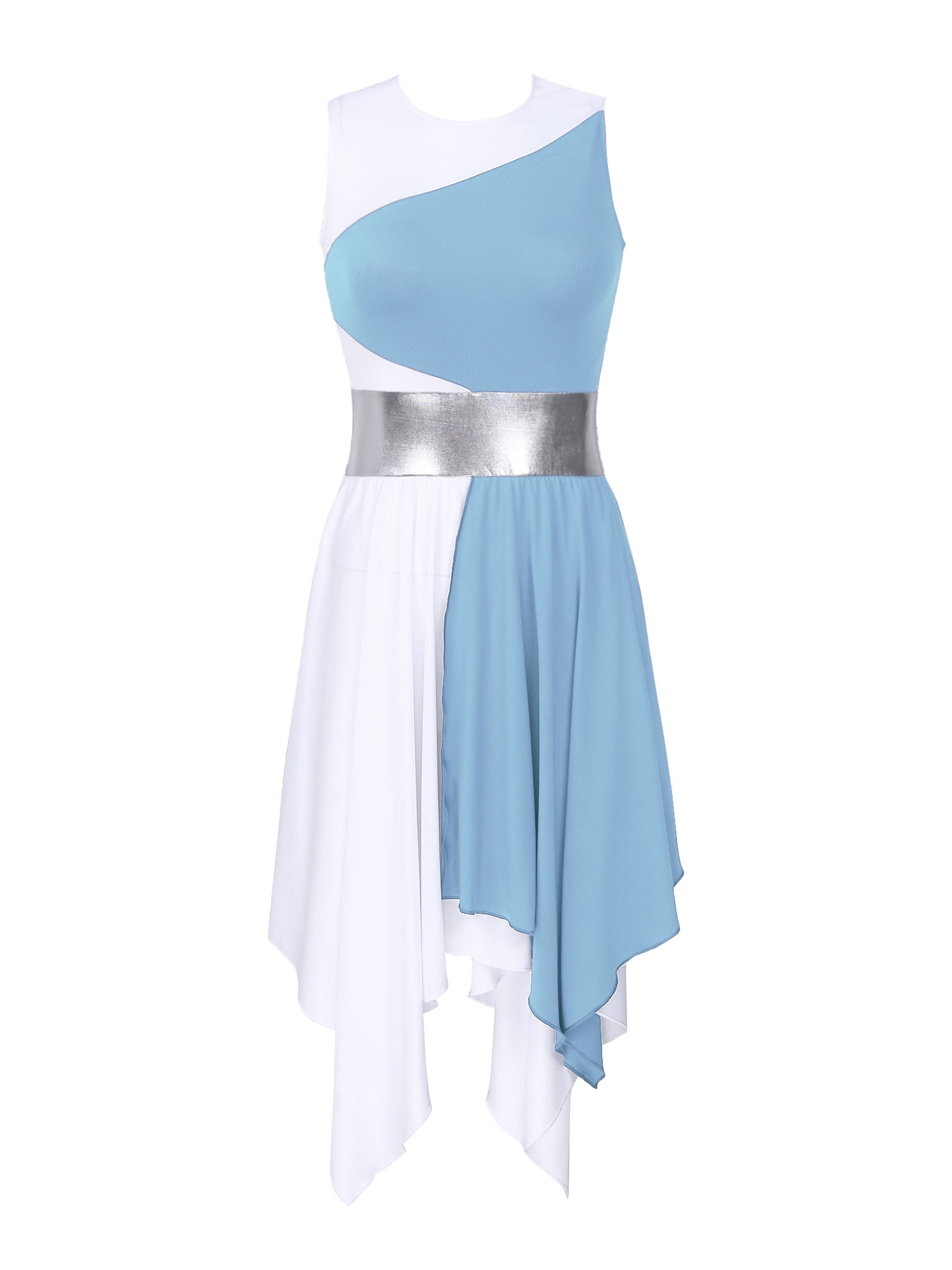 inhzoy Womens Color Block Praise Dance Costumes Asymmetrical Liturgical ...