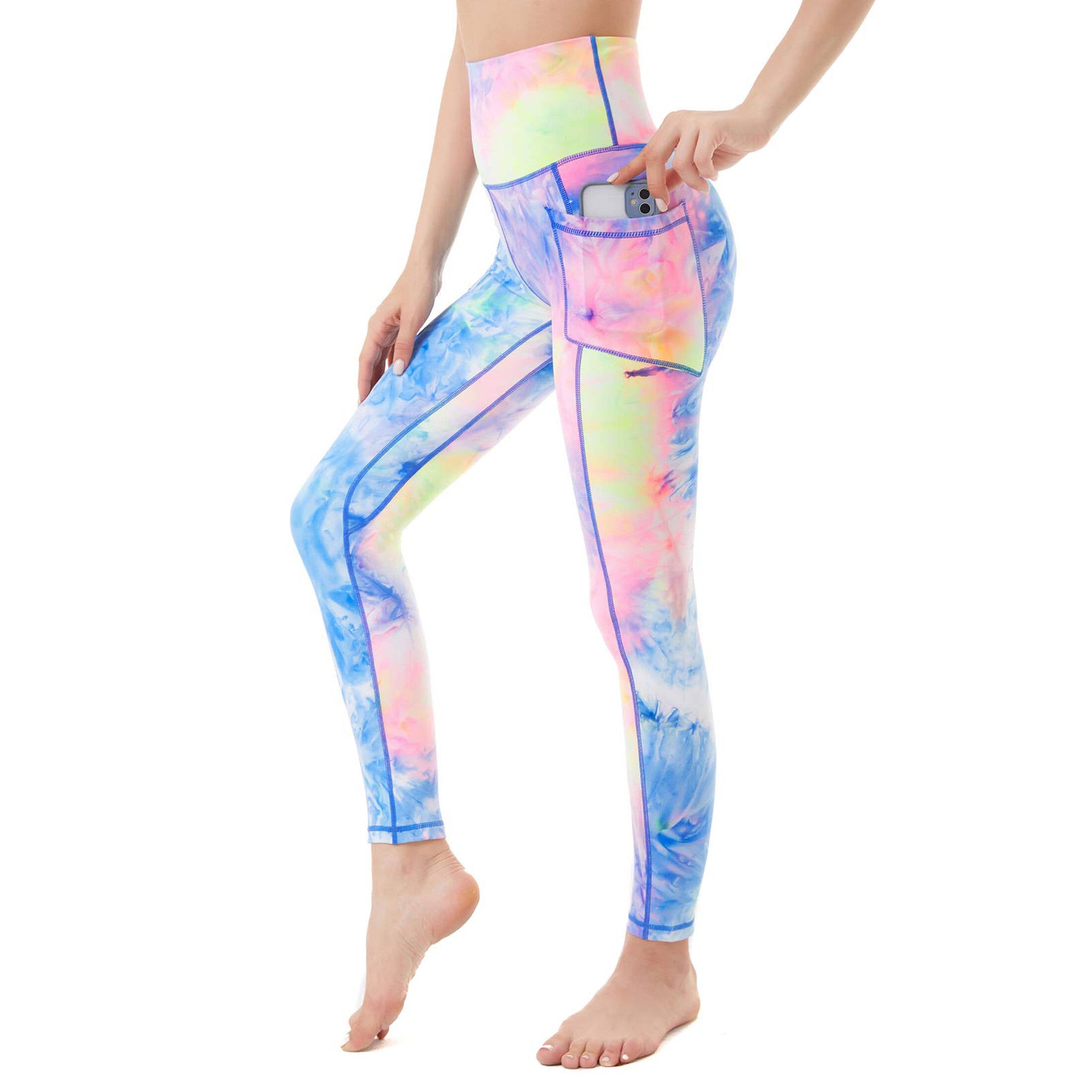 iniber Womens High Waist Yoga Pants, Soft 4 Way Stretch Running Workout ...