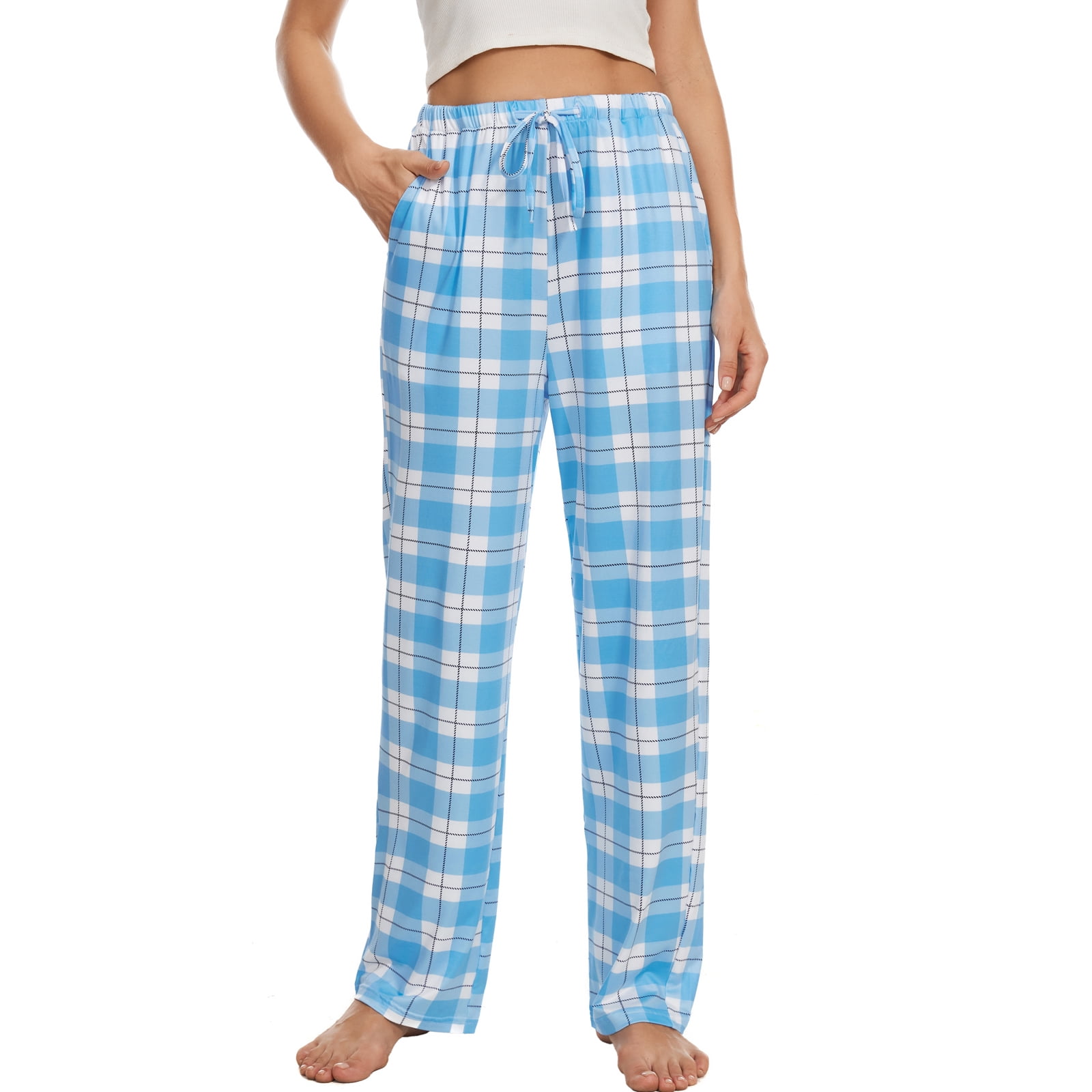 iniber Womens Pajama Pants with Pockets, Soft Drawstring Lounge Pants ...