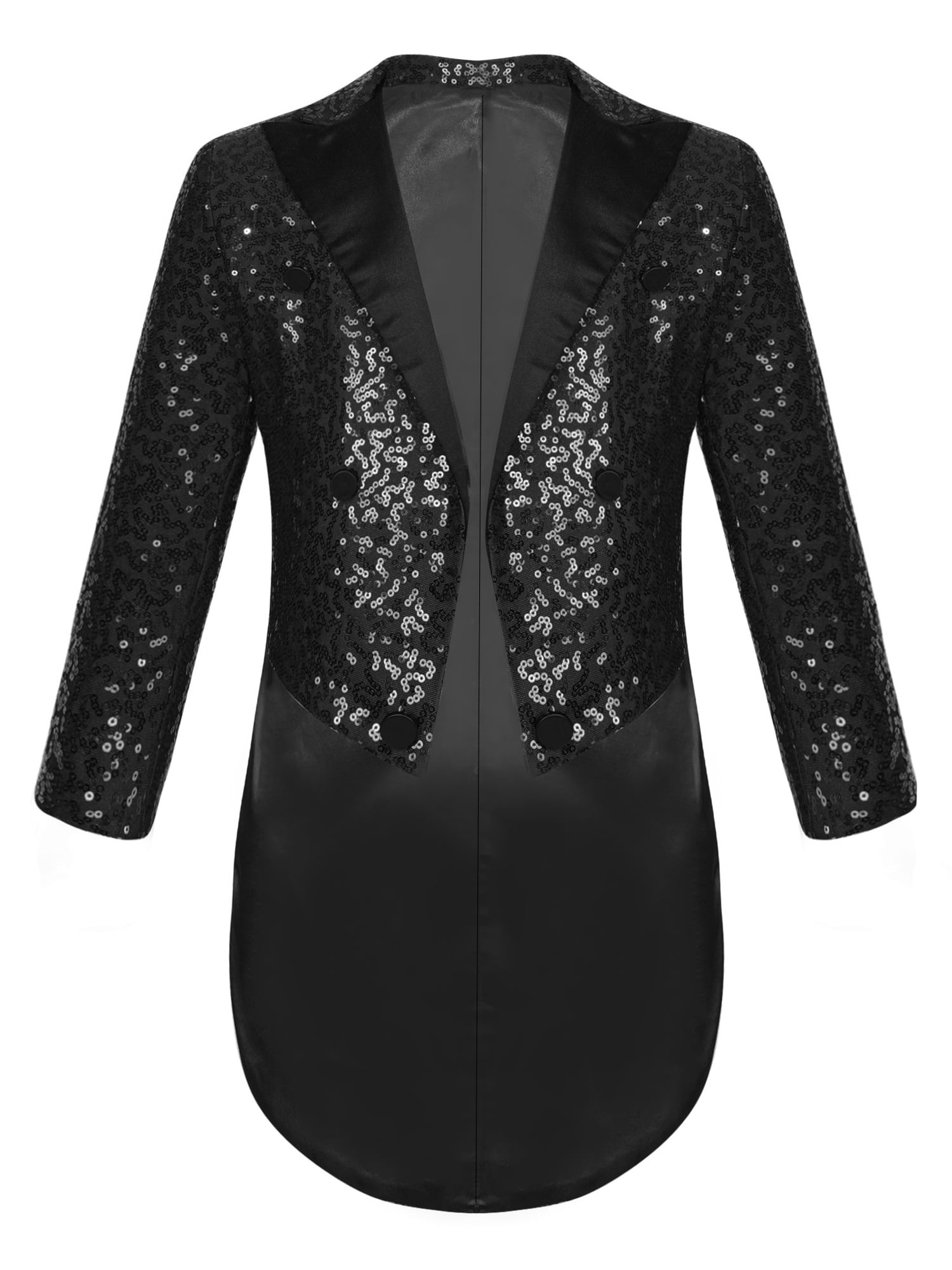 inlzdz Boy's Tailcoat Blazer Sequined Swallowtail Suit Jacket Open ...